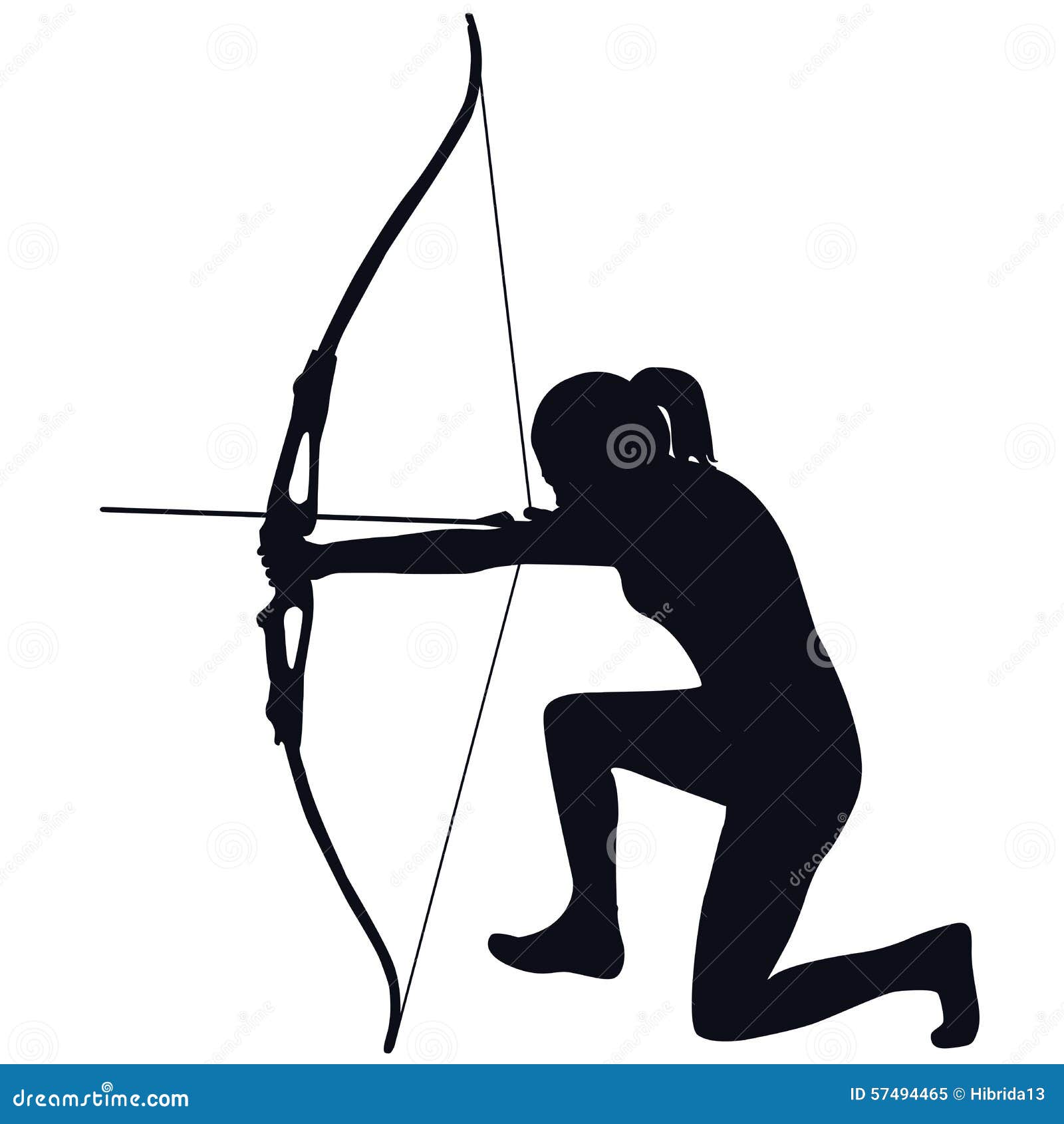 Female Archer`s Body Pose Line Art Cartoon Vector | CartoonDealer.com ...