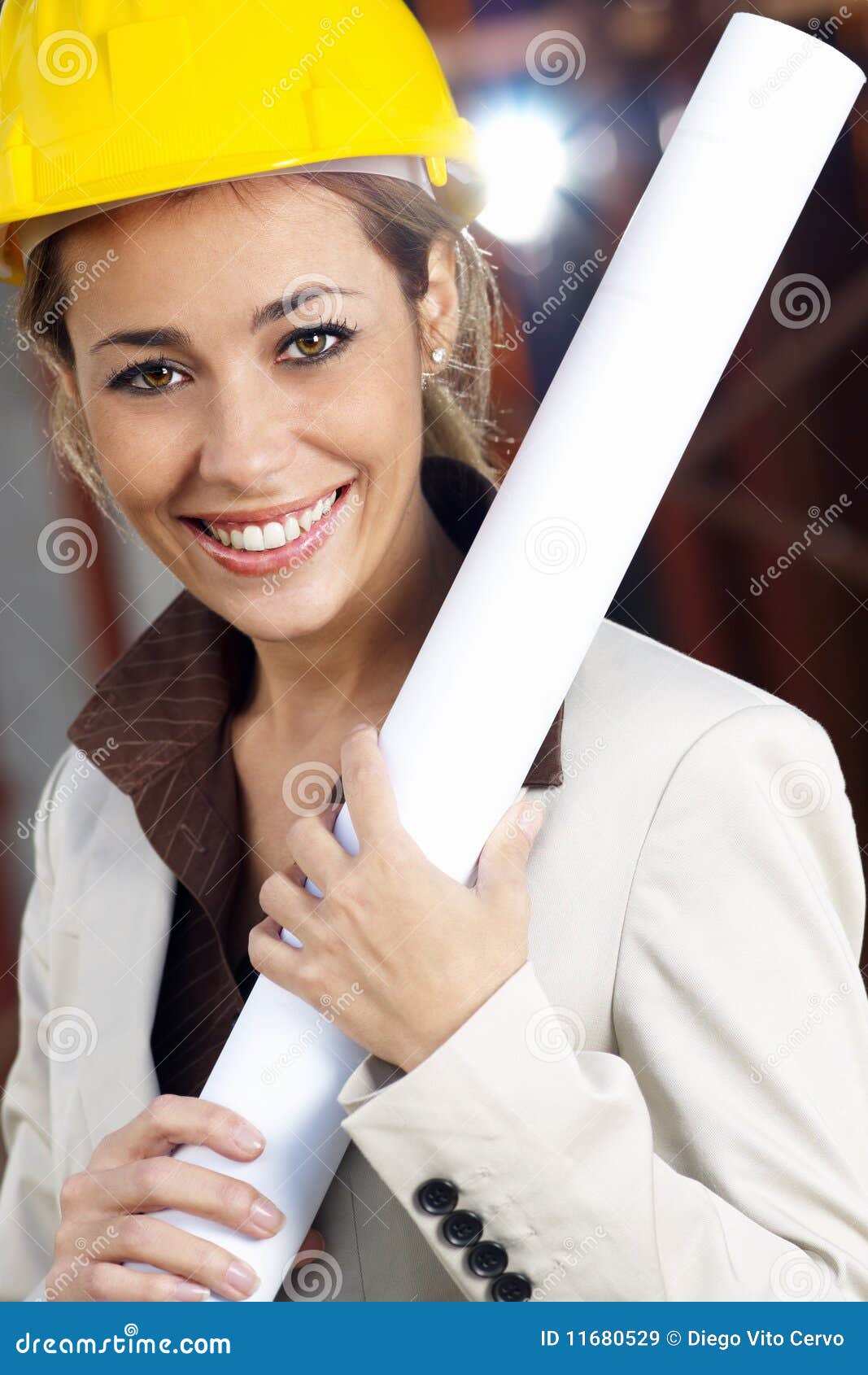 Female architect stock image. Image of plans, architect - 11680529