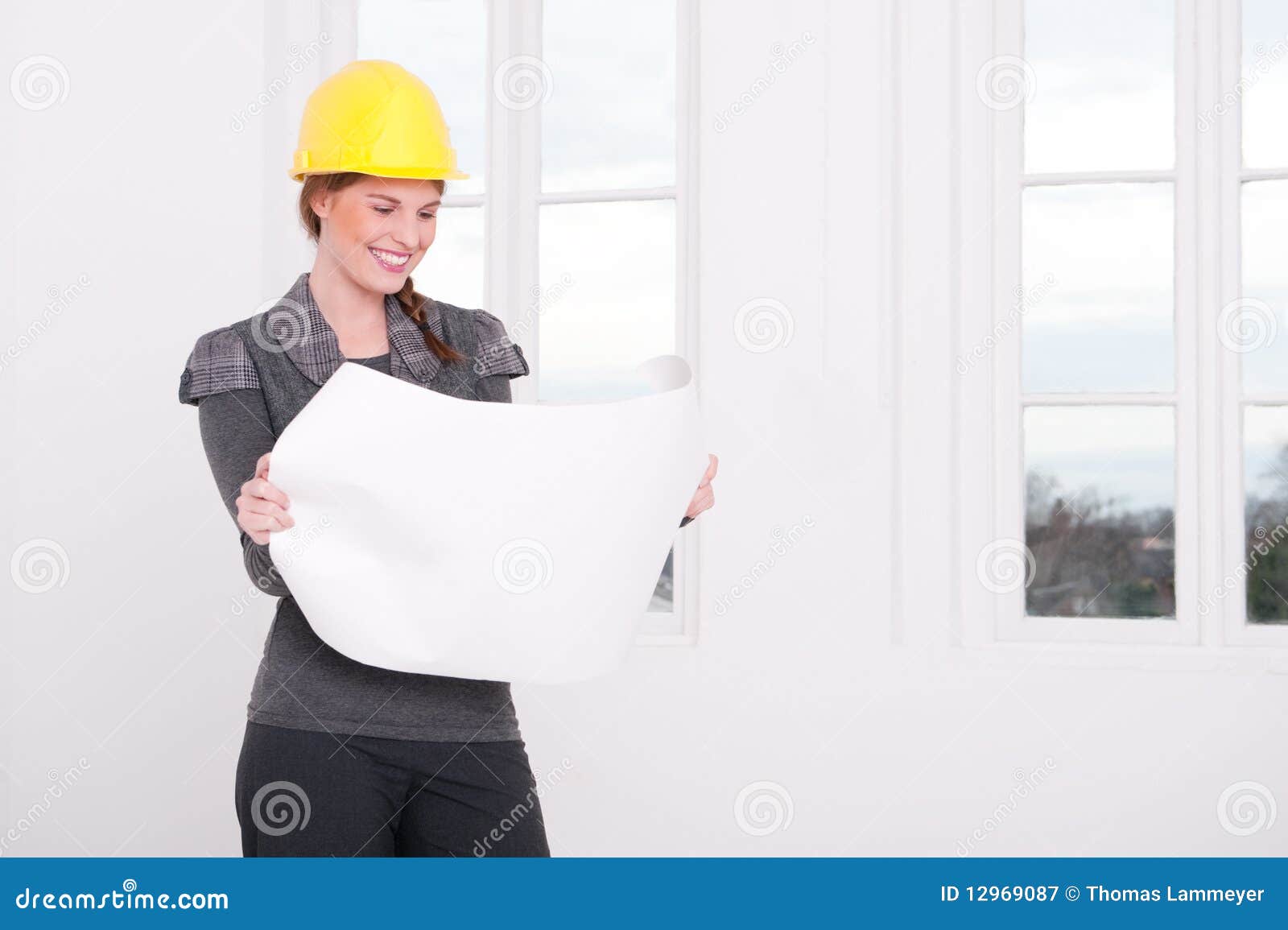 Female architect stock image. Image of caucasian, builder - 12969087