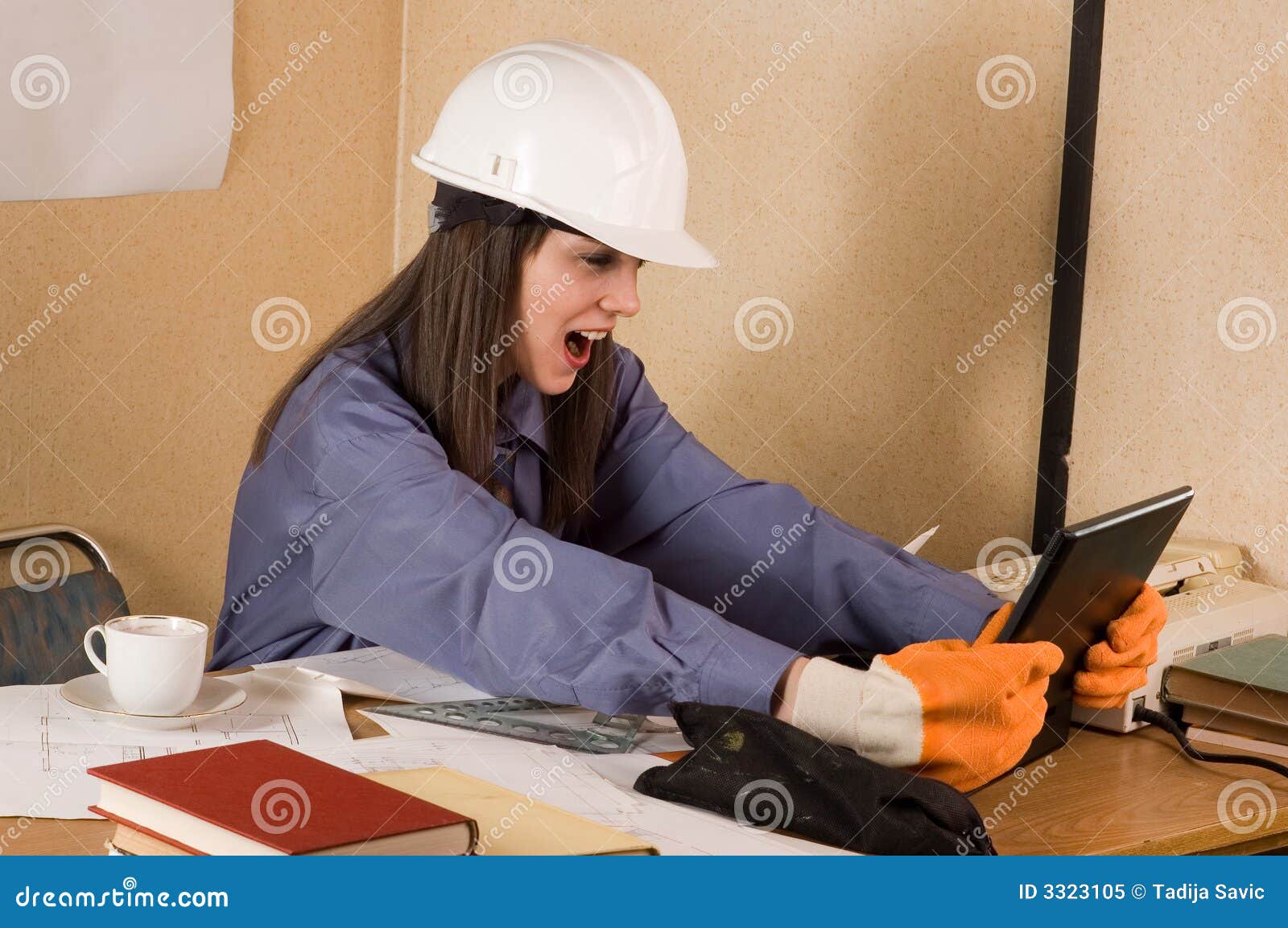 Female architect stock image. Image of paper, design, girl - 3323105