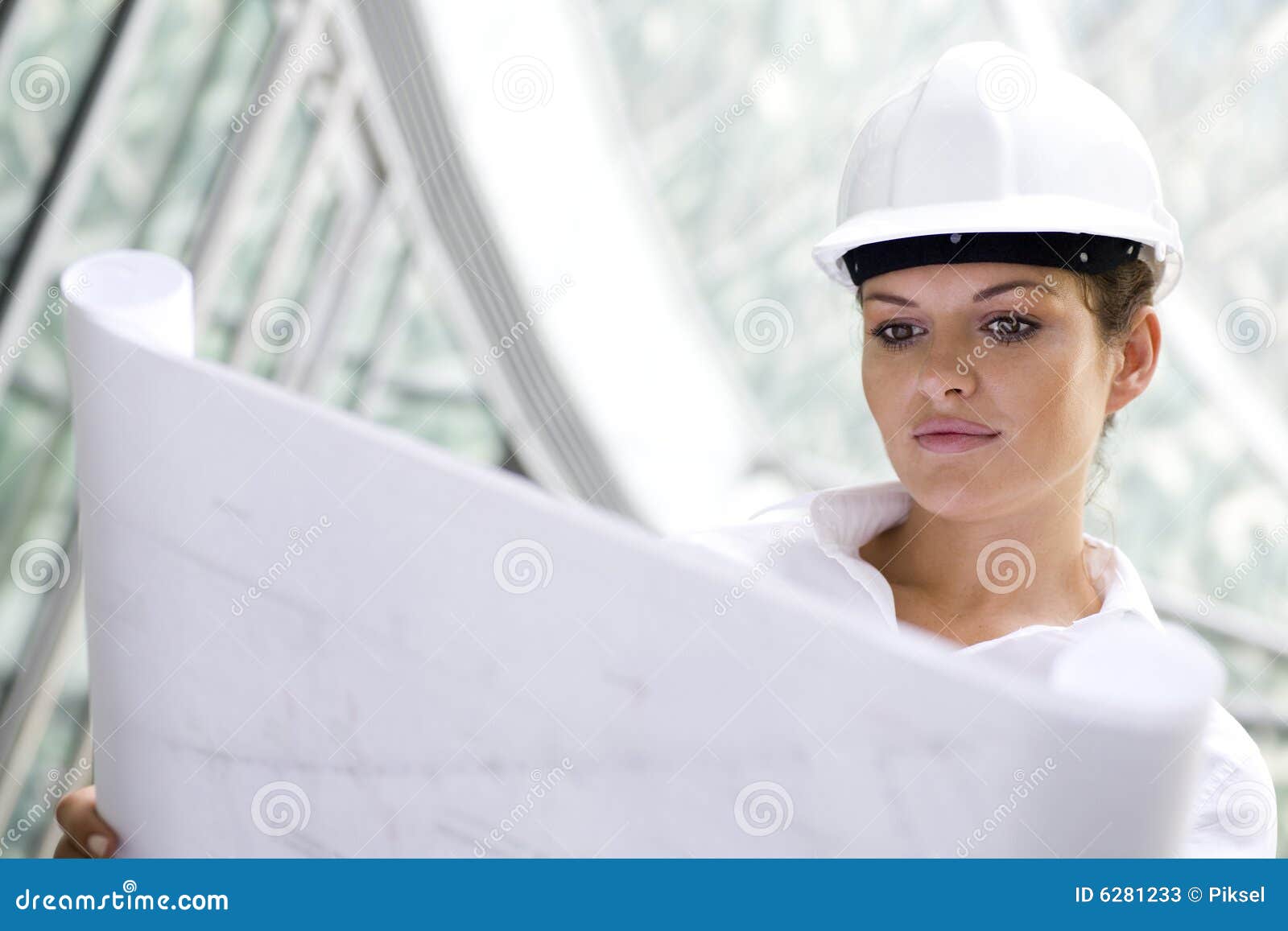 Female architect stock image. Image of helmet, collar - 6281233