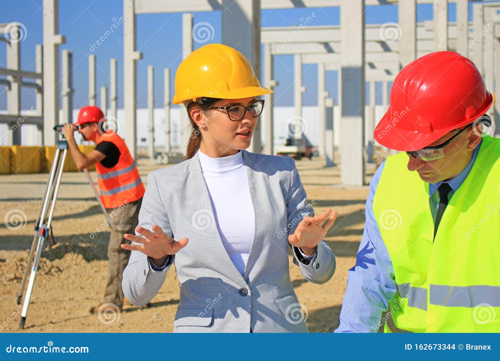 Female Architect and Construction Engineer on Construction Site Stock ...