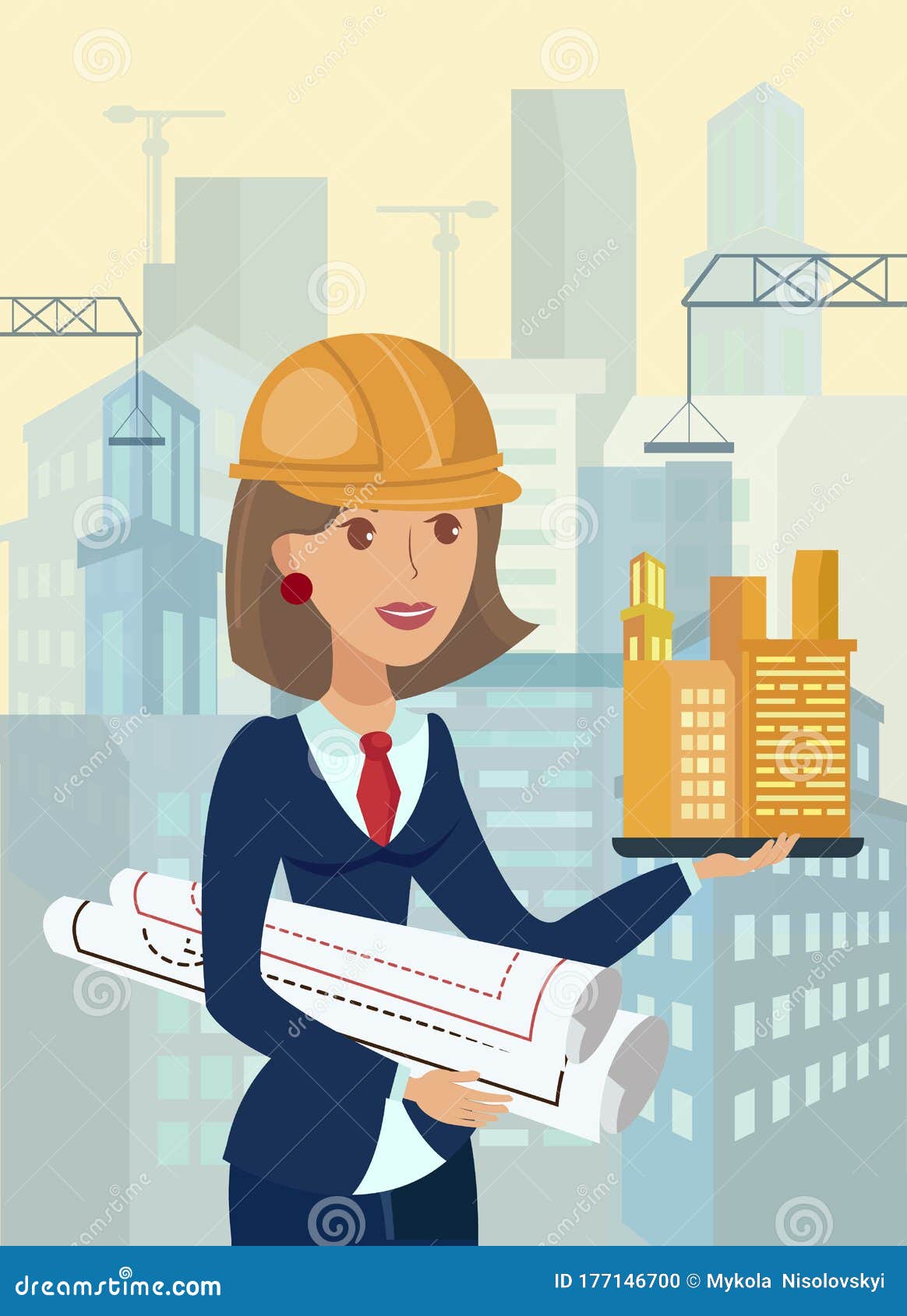 Female Architect, Foreman Flat Vector Illustration Stock Vector ... Female Architect, Foreman Flat Vector Illustration Stock Vector ...