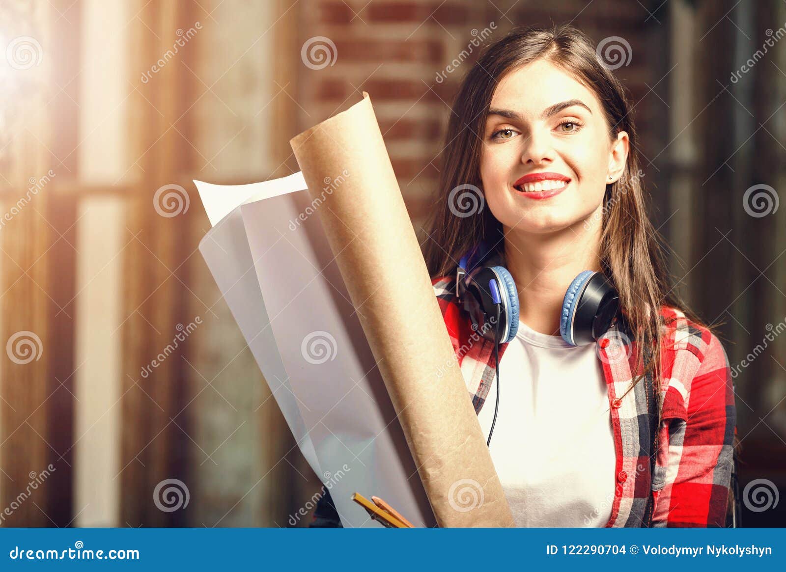 Female Architect Holding Paper Roll Stock Photo - Image of interior ... Female Architect Holding Paper Roll Stock Photo - Image of interior ...