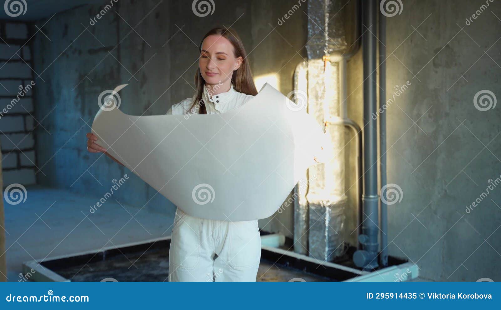 Female Architect Manages the Construction Site, Supervising the ...