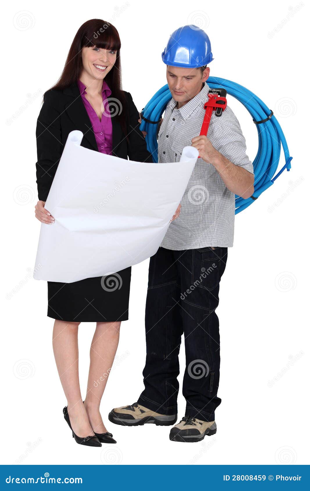 Female Architect and Plumber Discussing Stock Image - Image of smart ...