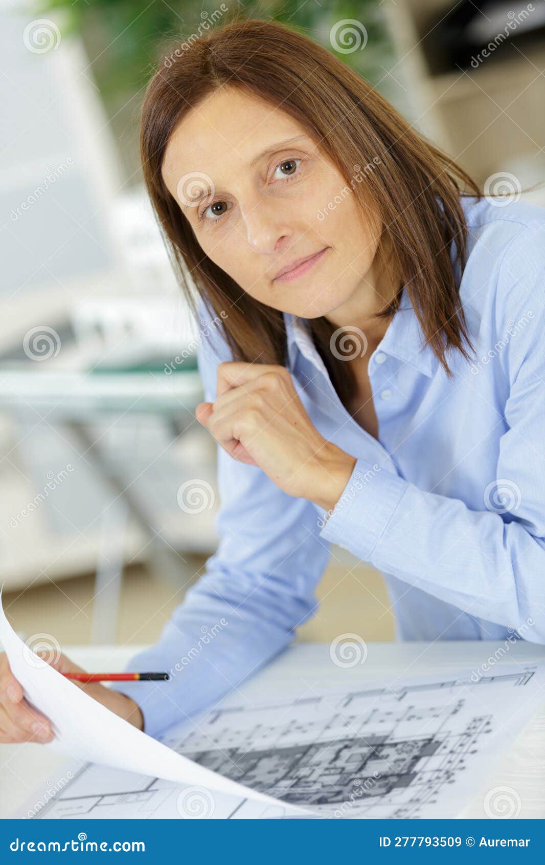 Female Architect Working at Home Stock Image - Image of student, online ...