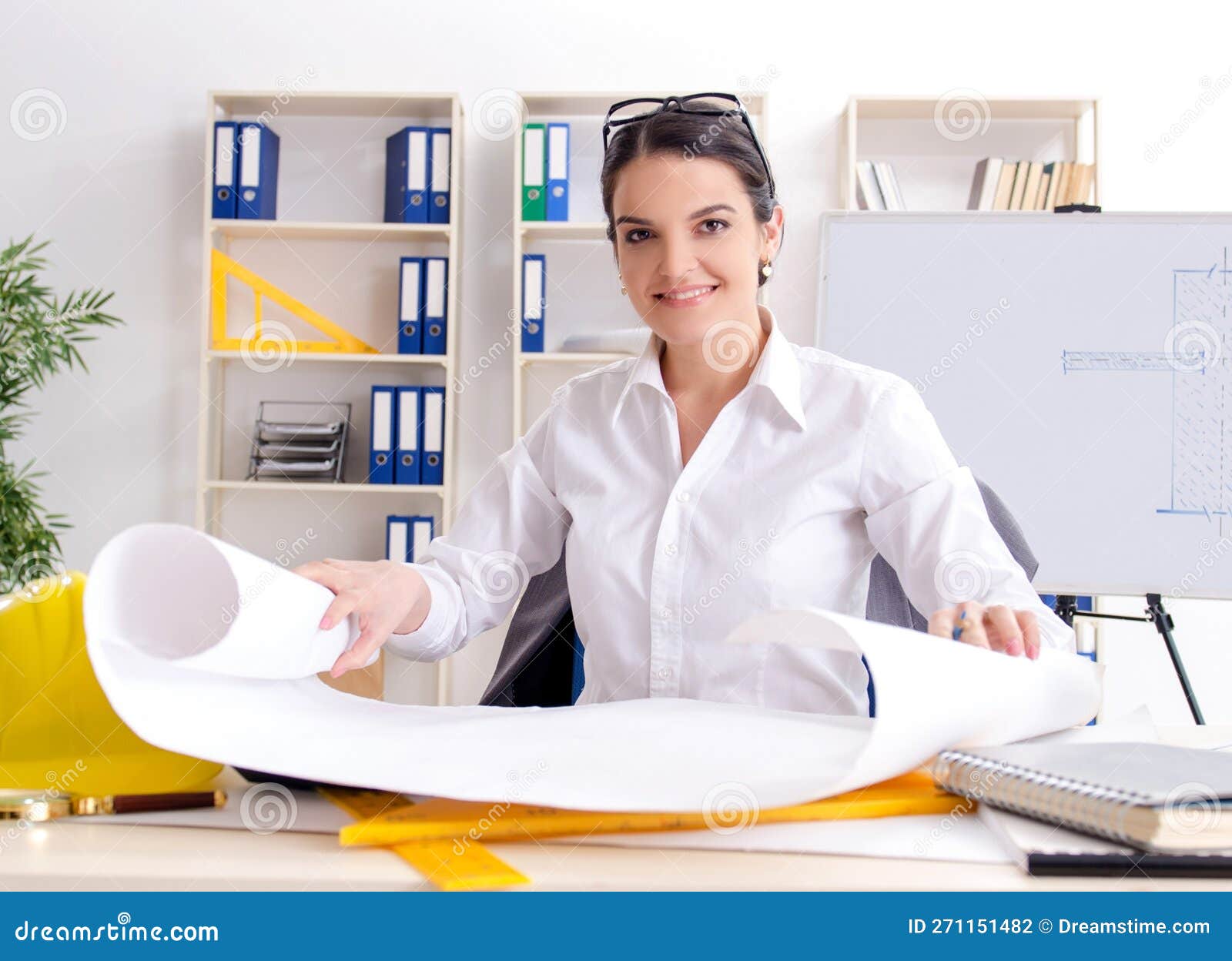 Female Architect Working in the Office Stock Photo - Image of engineer ...