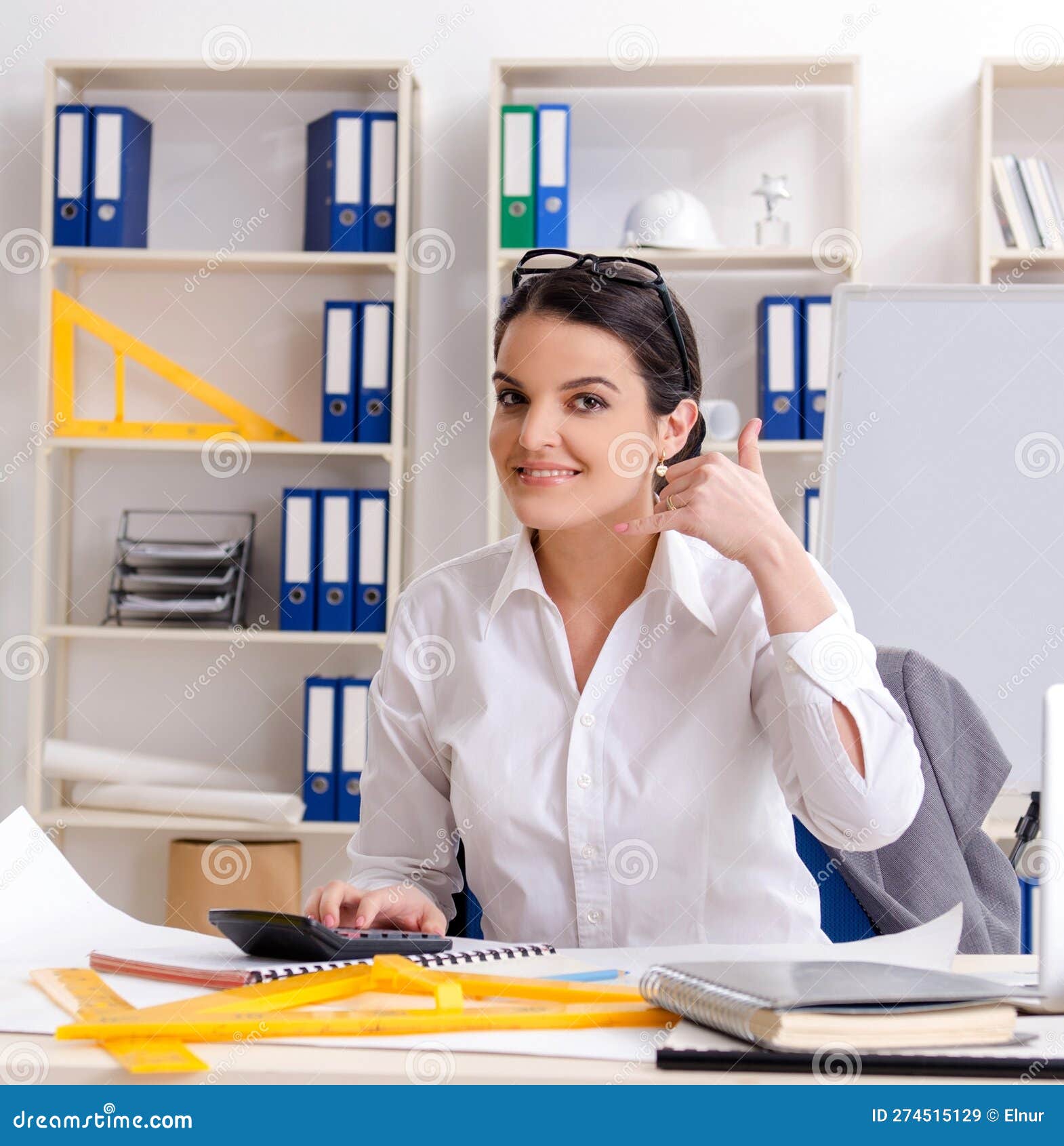 Female Architect Working in the Office Stock Image - Image of busy ...