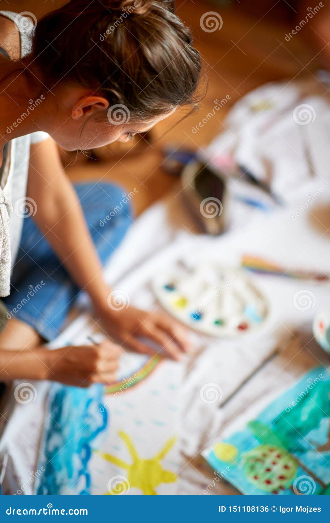 Female Artist Drawing on Paper Stock Photo - Image of expression ...
