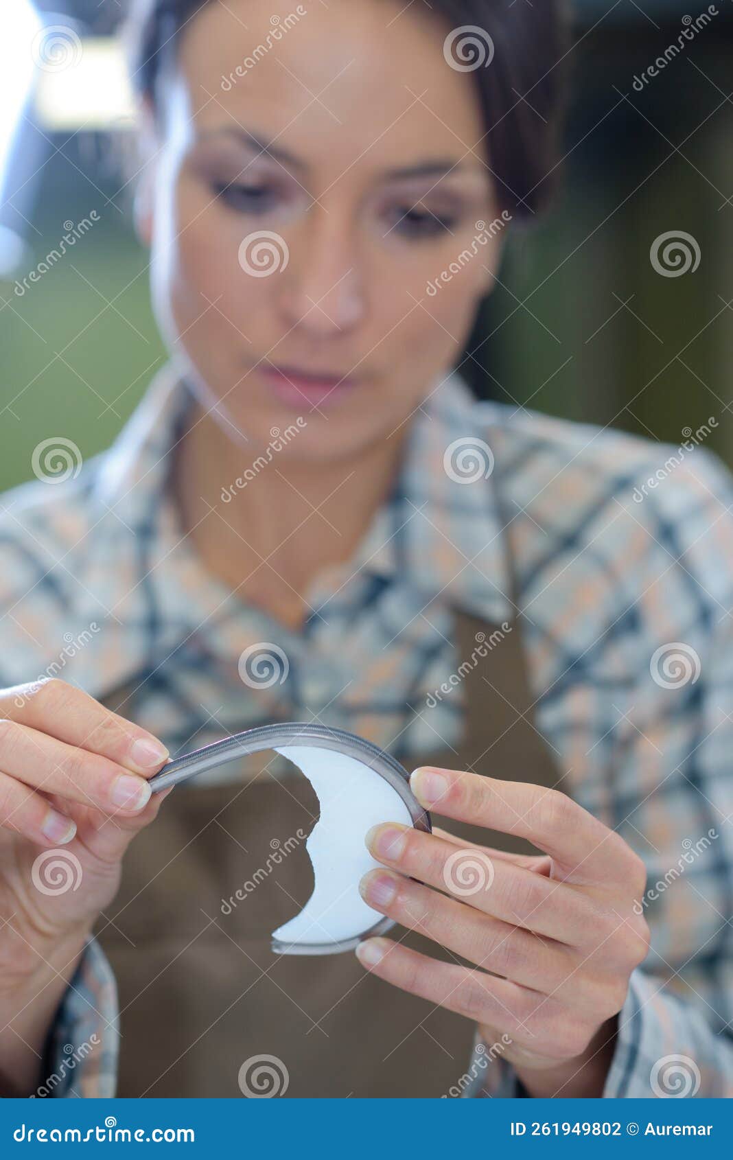 Female Artist Making Crescent Shaped Object Stock Photo - Image of head ...