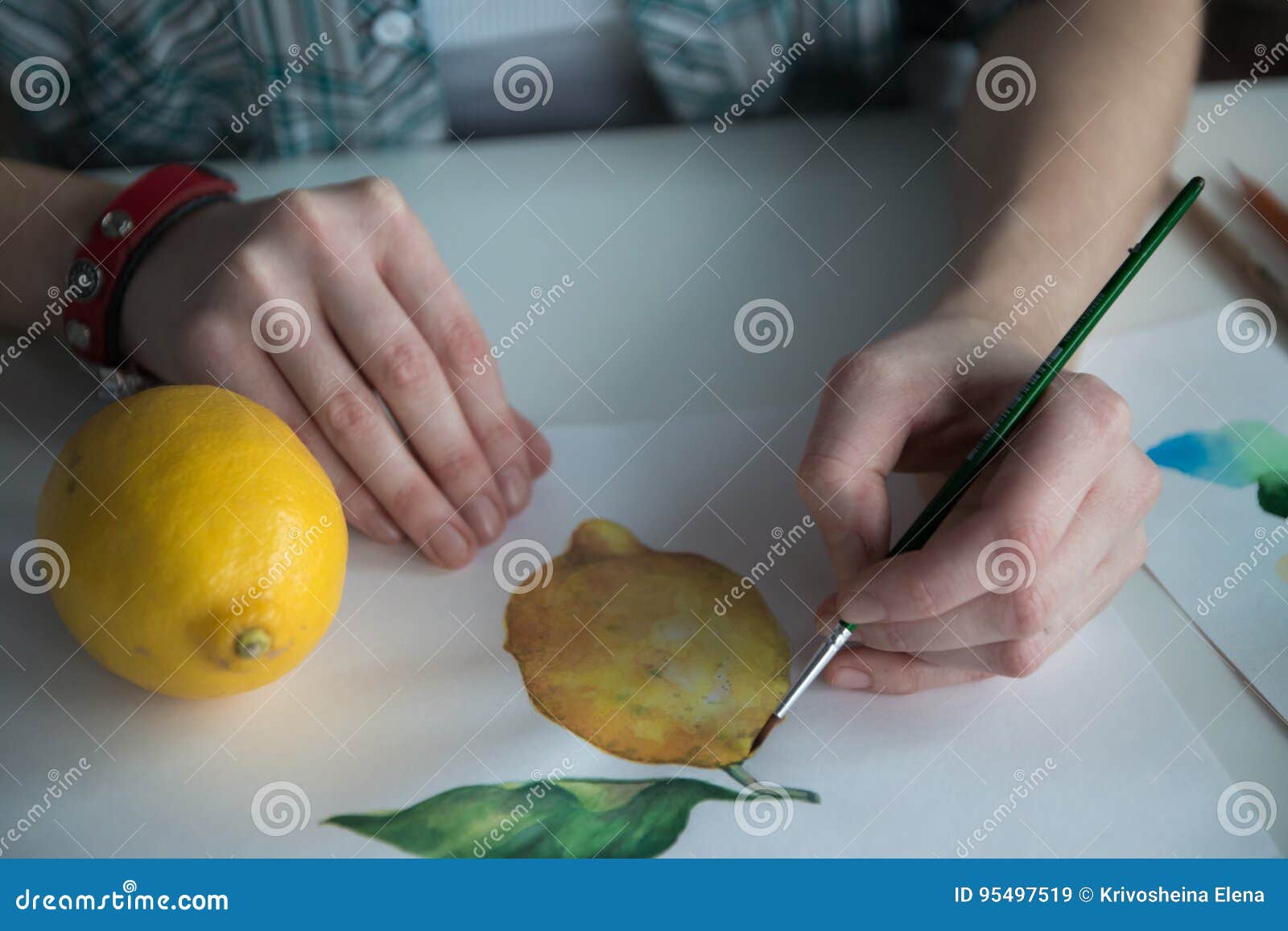 Female Artist`s Hand on the Table Stock Image - Image of student ...
