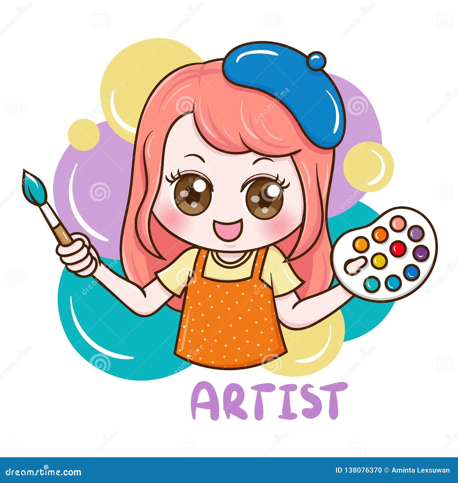 Female Artist_vector stock vector. Illustration of easel - 138076370