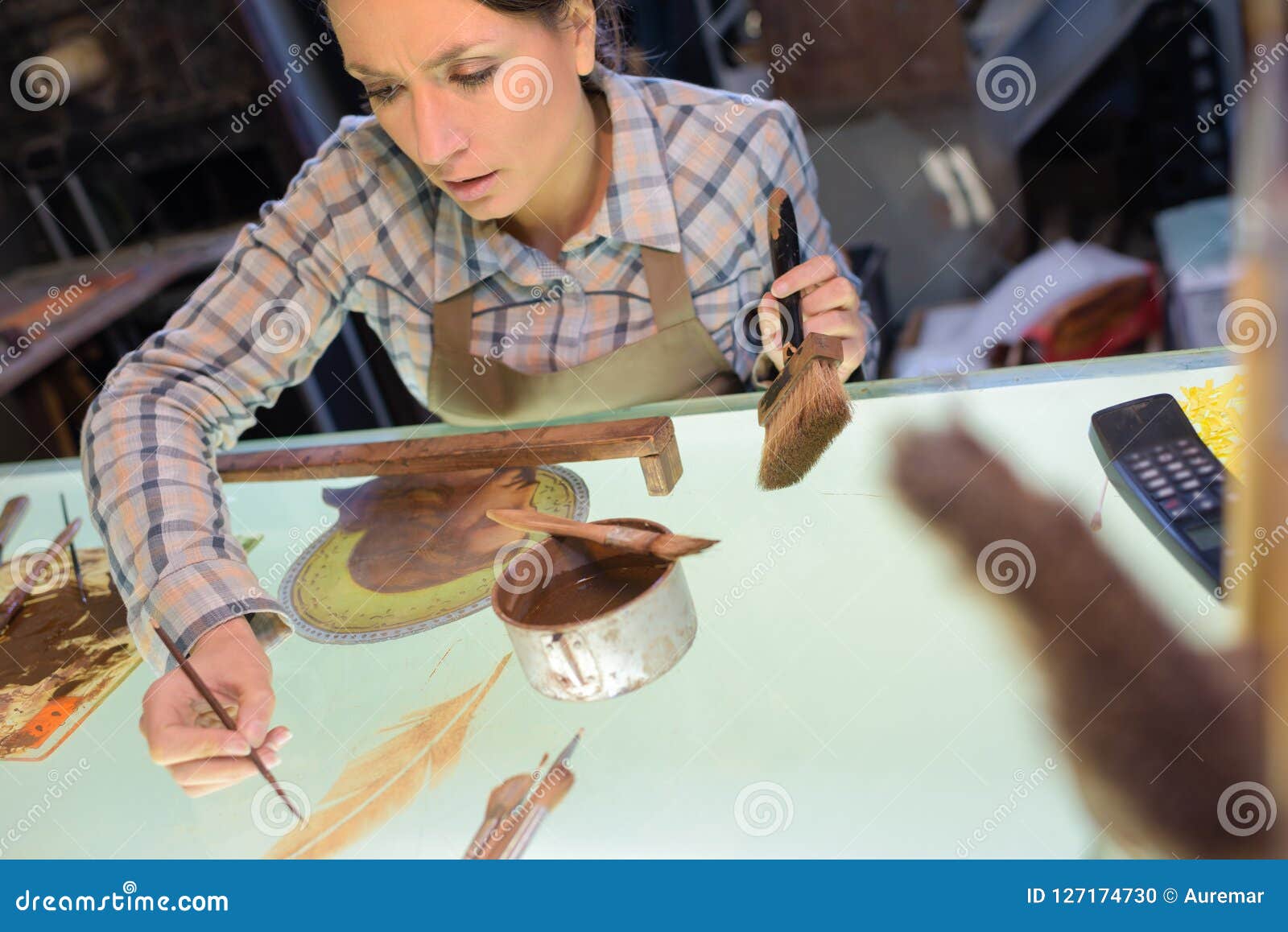 Female artist at work stock photo. Image of creativity - 127174730
