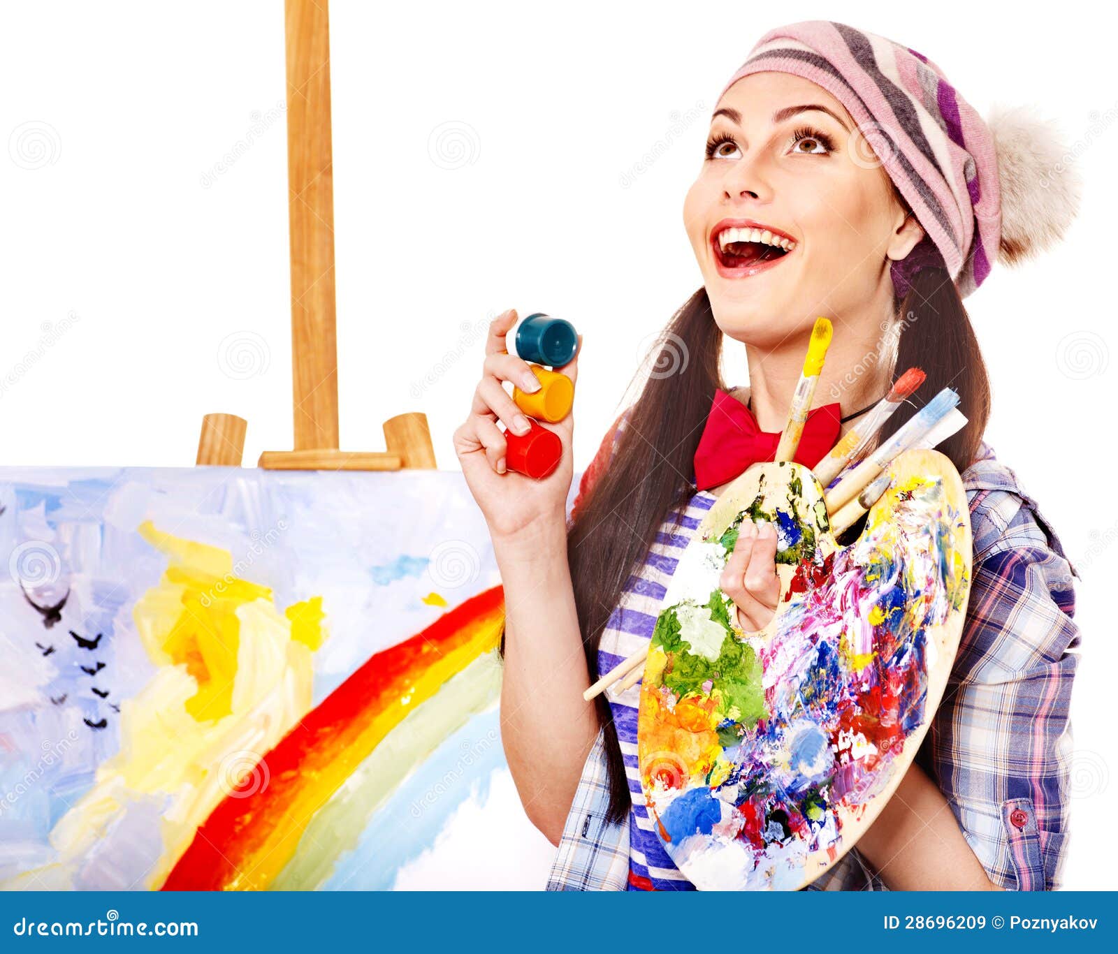 Female artist at work. stock image. Image of beauty, brush - 28696209