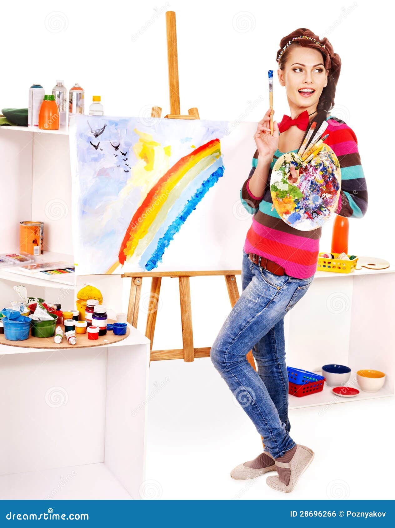 Female artist at work. stock photo. Image of easel, artist - 28696266