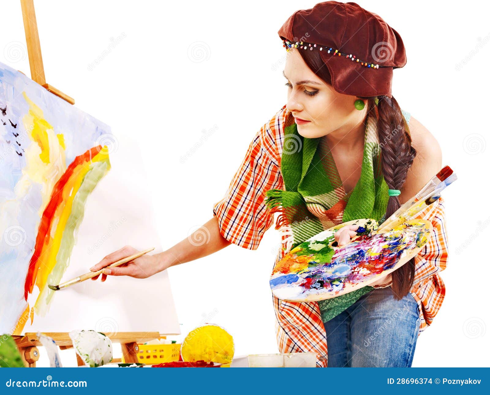 Female artist at work. stock photo. Image of palette - 28696374