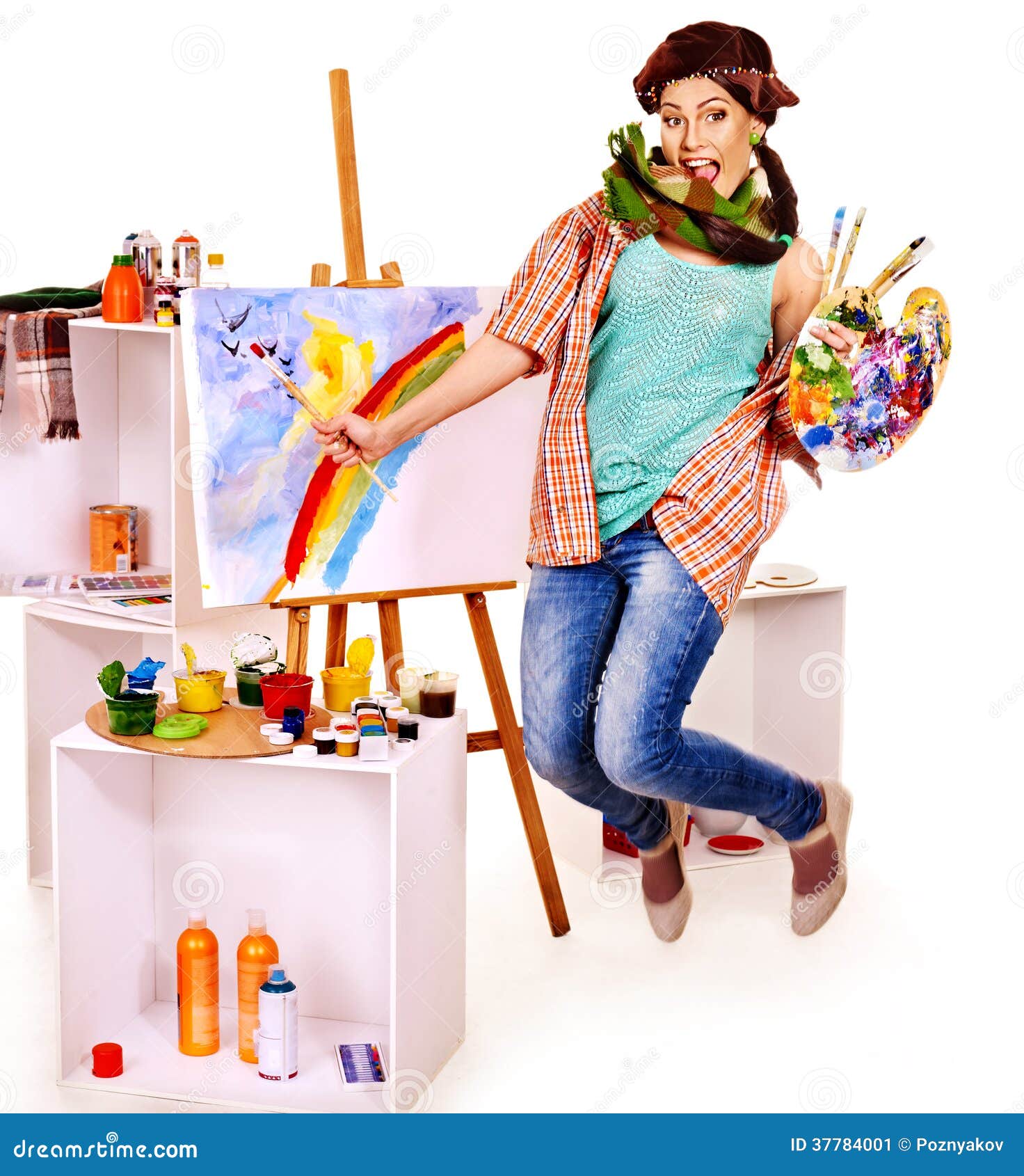 Female artist at work. stock image. Image of painter - 37784001