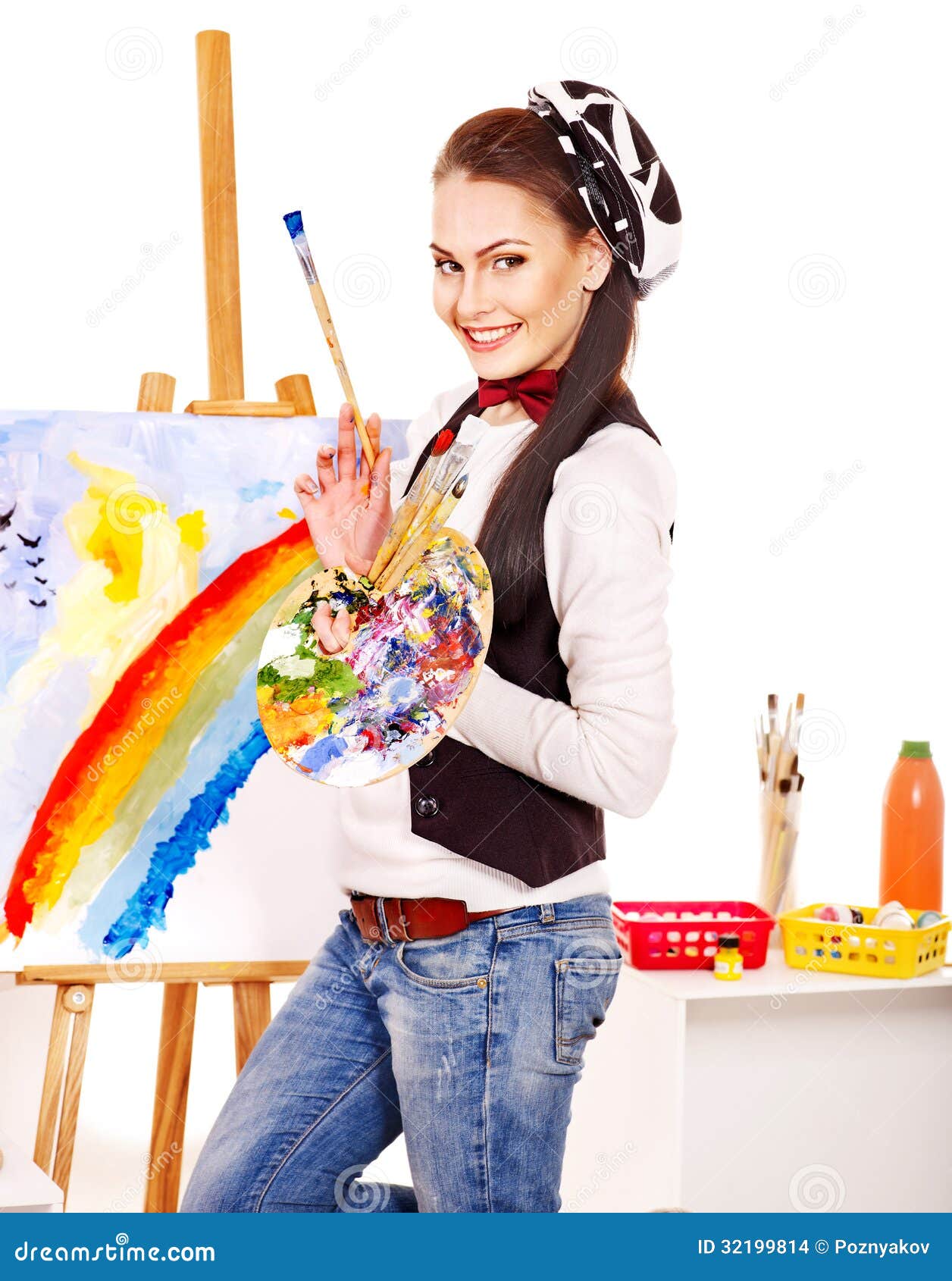 Female artist at work. stock photo. Image of color, girl - 32199814