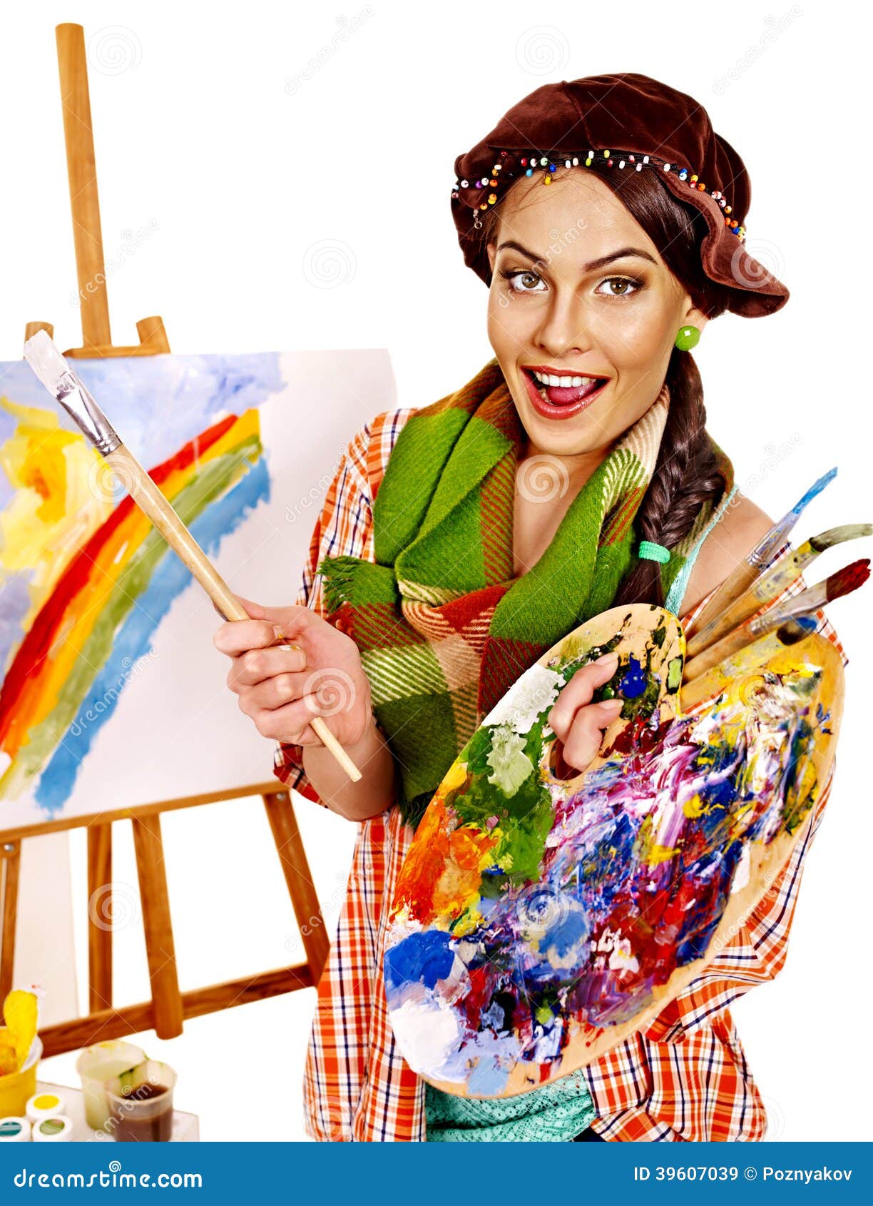 Female artist at work. stock image. Image of color, acrylic - 39607039