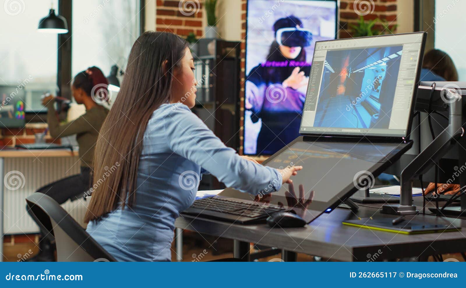 Female Artistic Editor Working on Gaming Production Stock Image - Image ...
