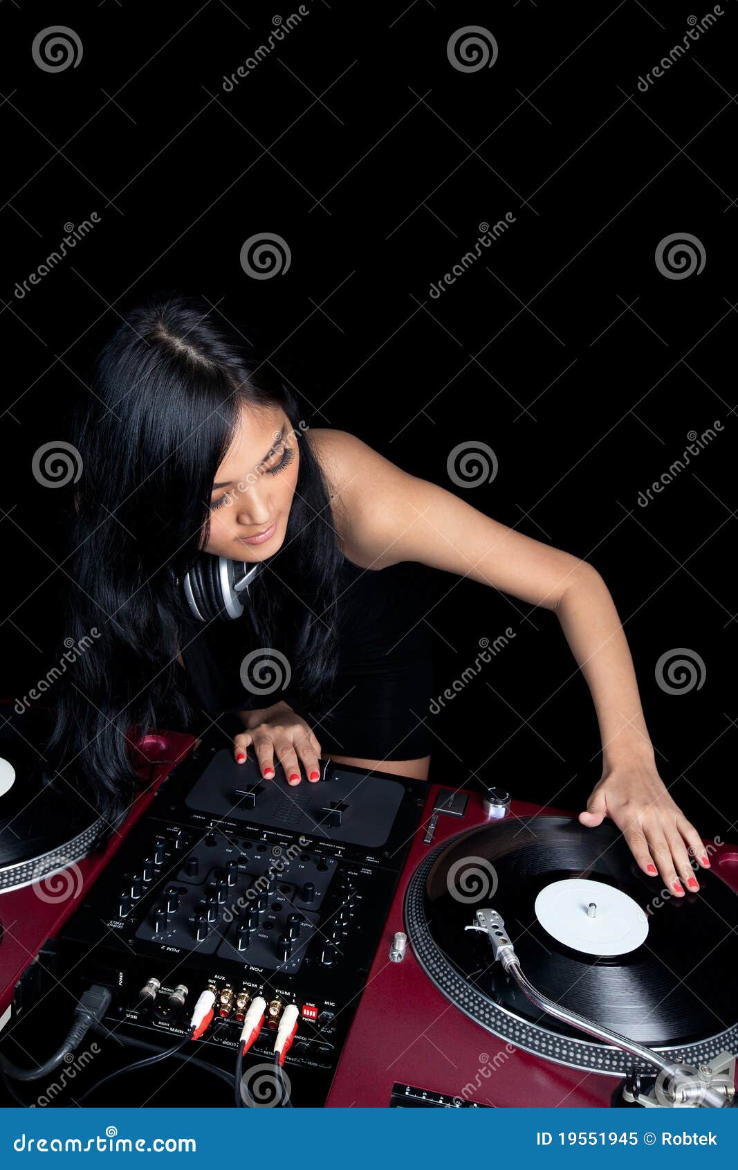 Female DJ At The Turntables Royalty-Free Stock Image | CartoonDealer ...