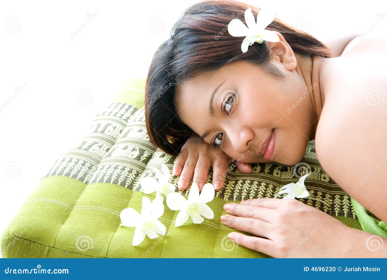 Female Asian Relaxing in Oriental Spa Stock Photo - Image of hand ...