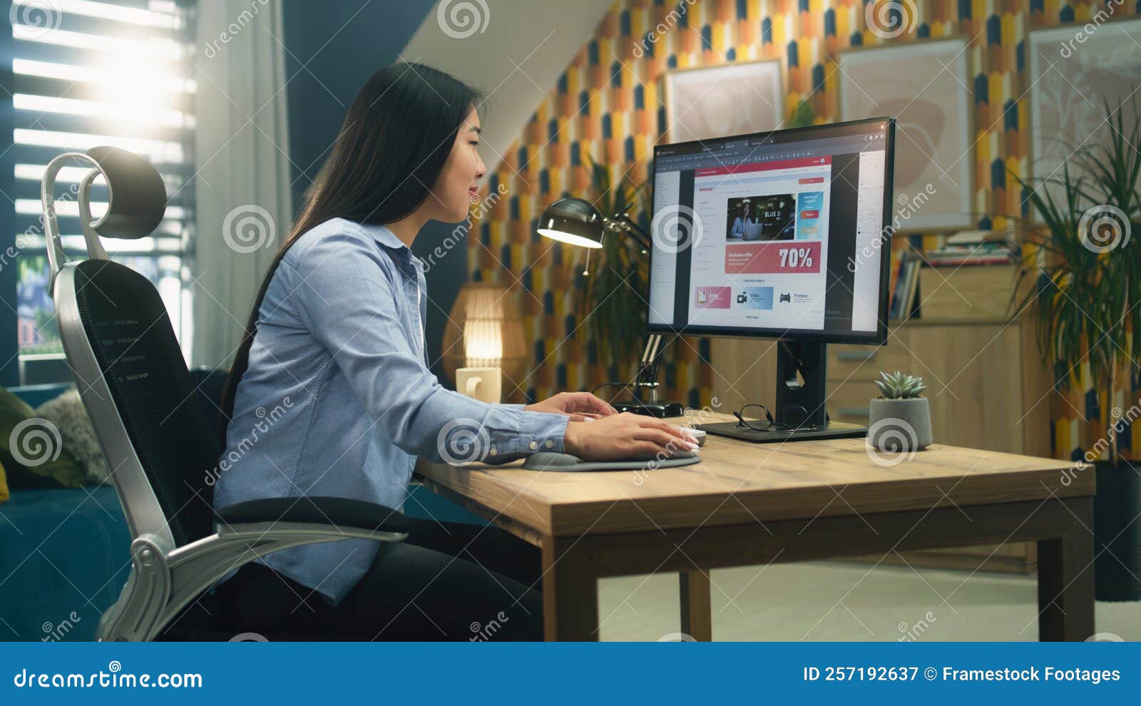 Asian Web Designer Creating Website on Pc Stock Image - Image of design ...