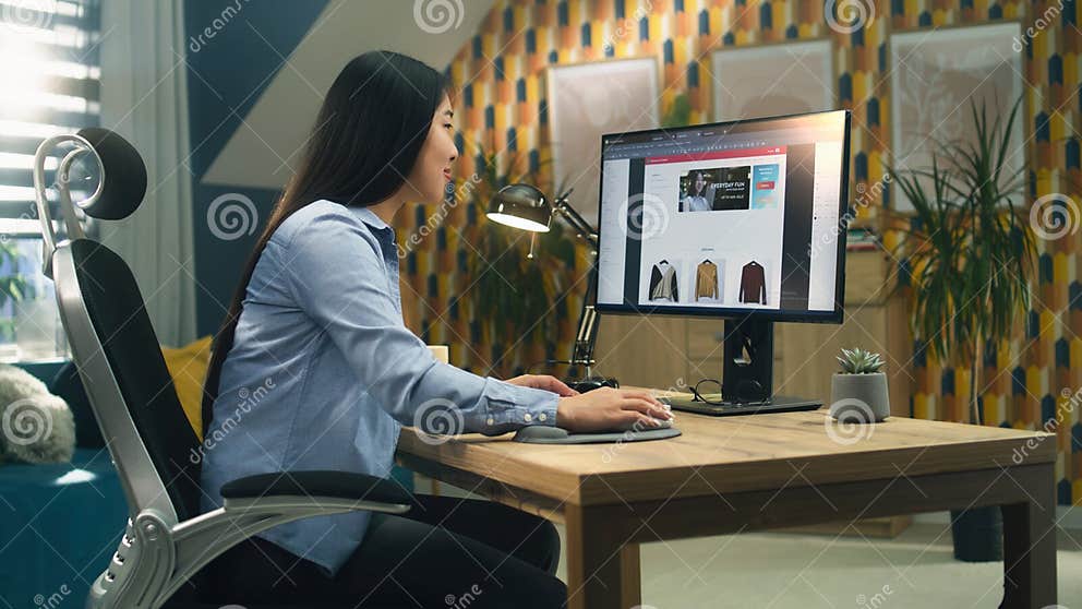 Asian Web Designer Creating Website on Pc Stock Image - Image of ...