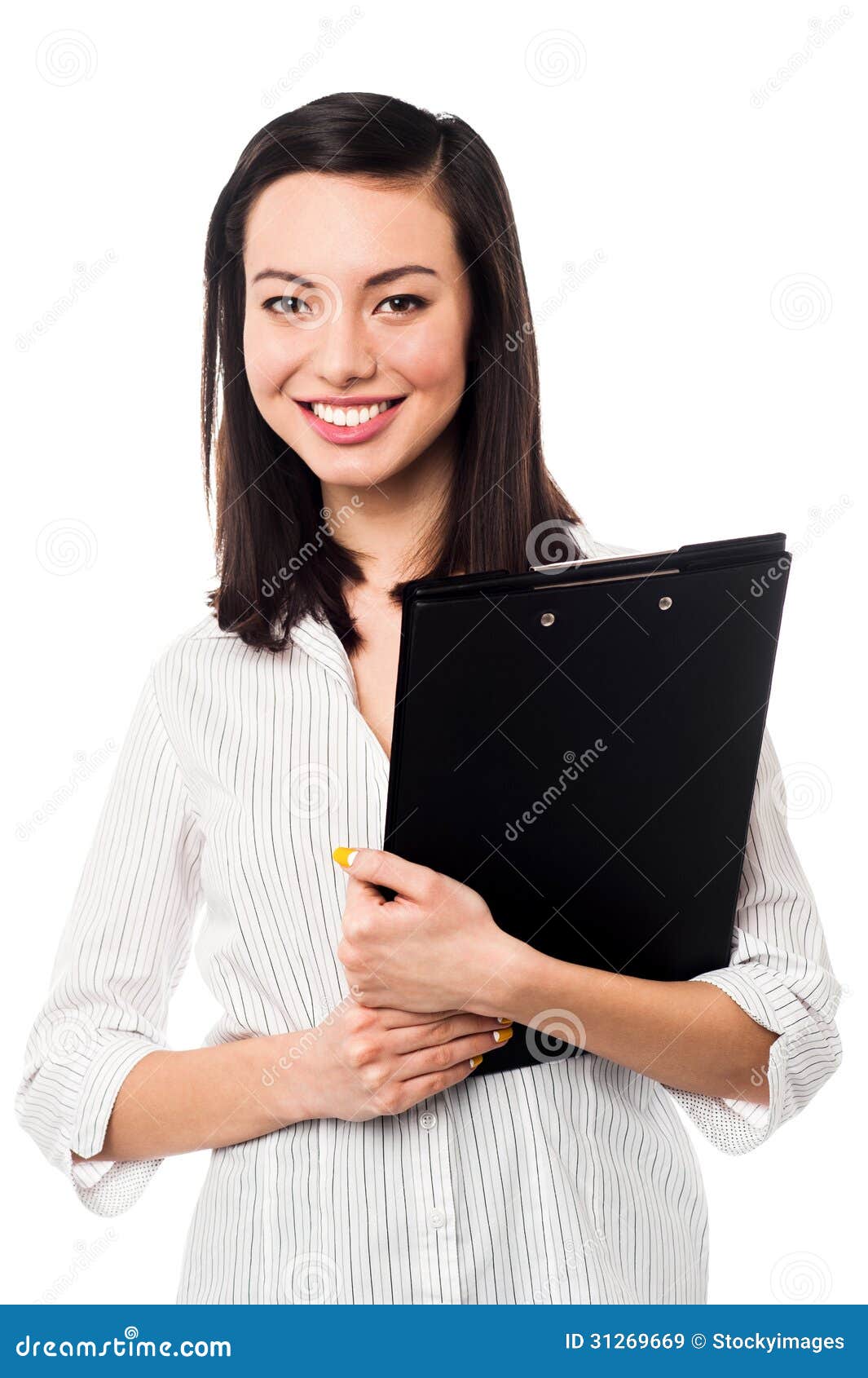 Female Assistant Holding Business Files Stock Image - Image of ...