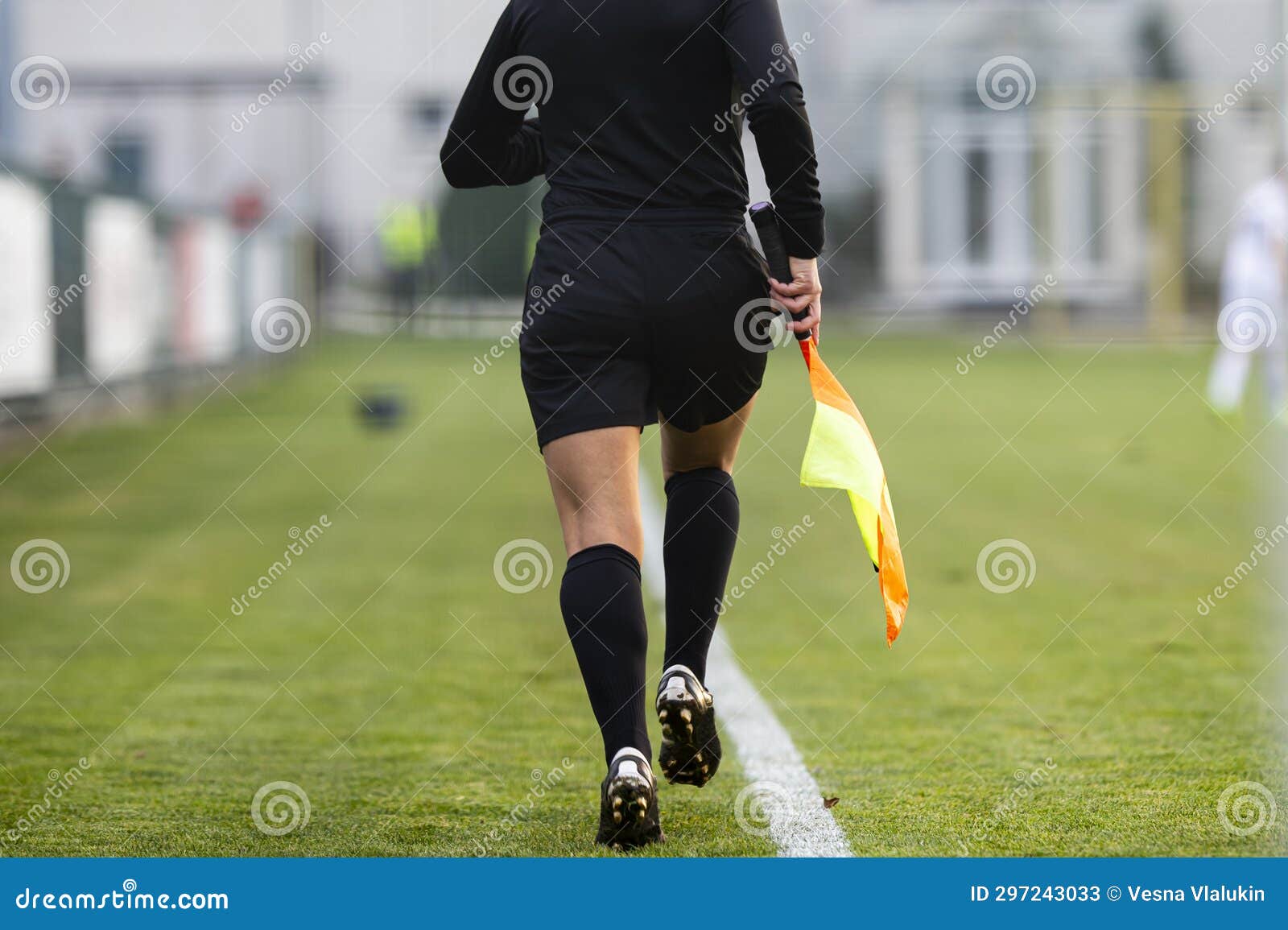 A Female Assistant Referee Runs by the Touchline Stock Image - Image of ...