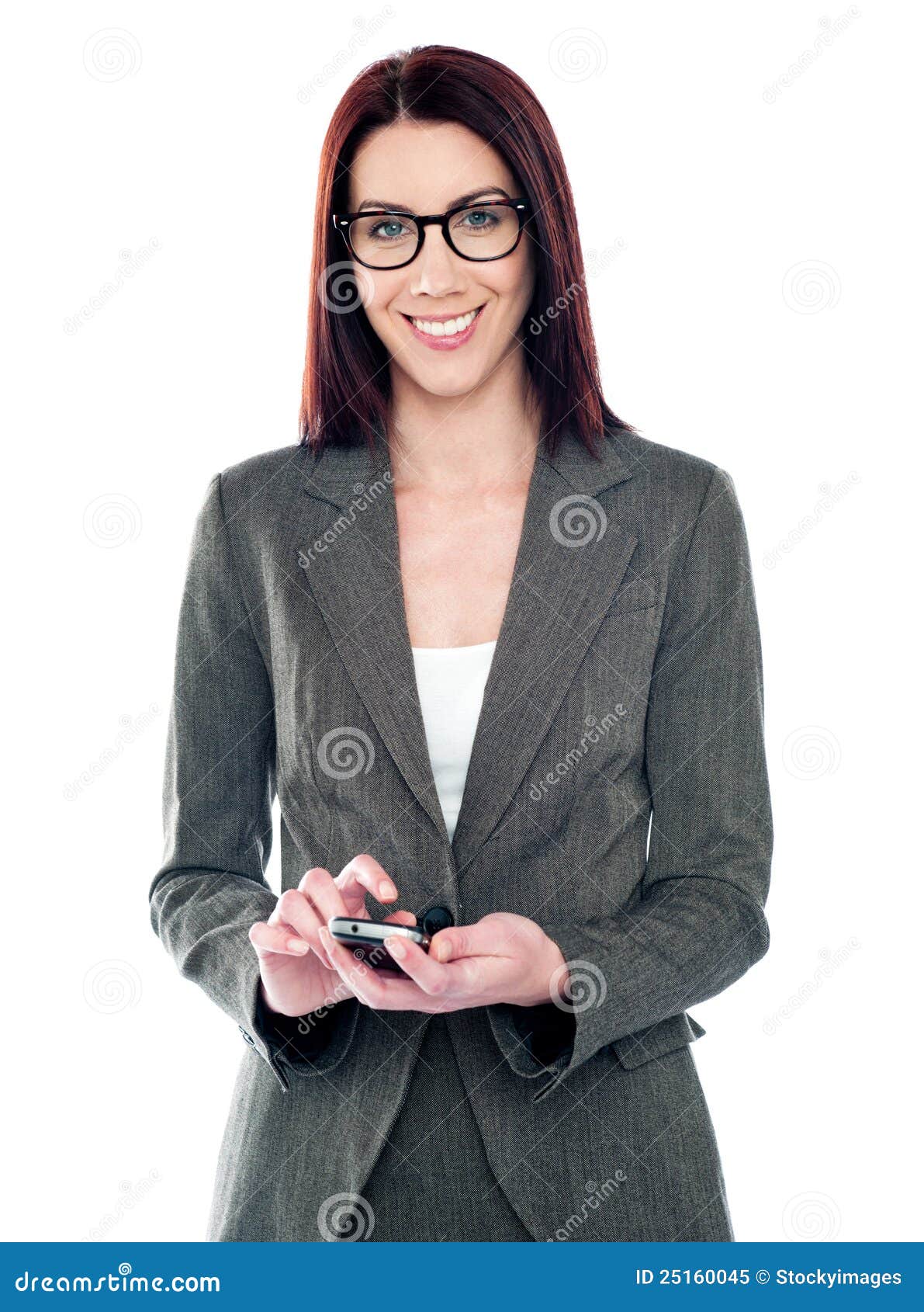 Female Assistant Using Touch Screen Phone Stock Image - Image of ...