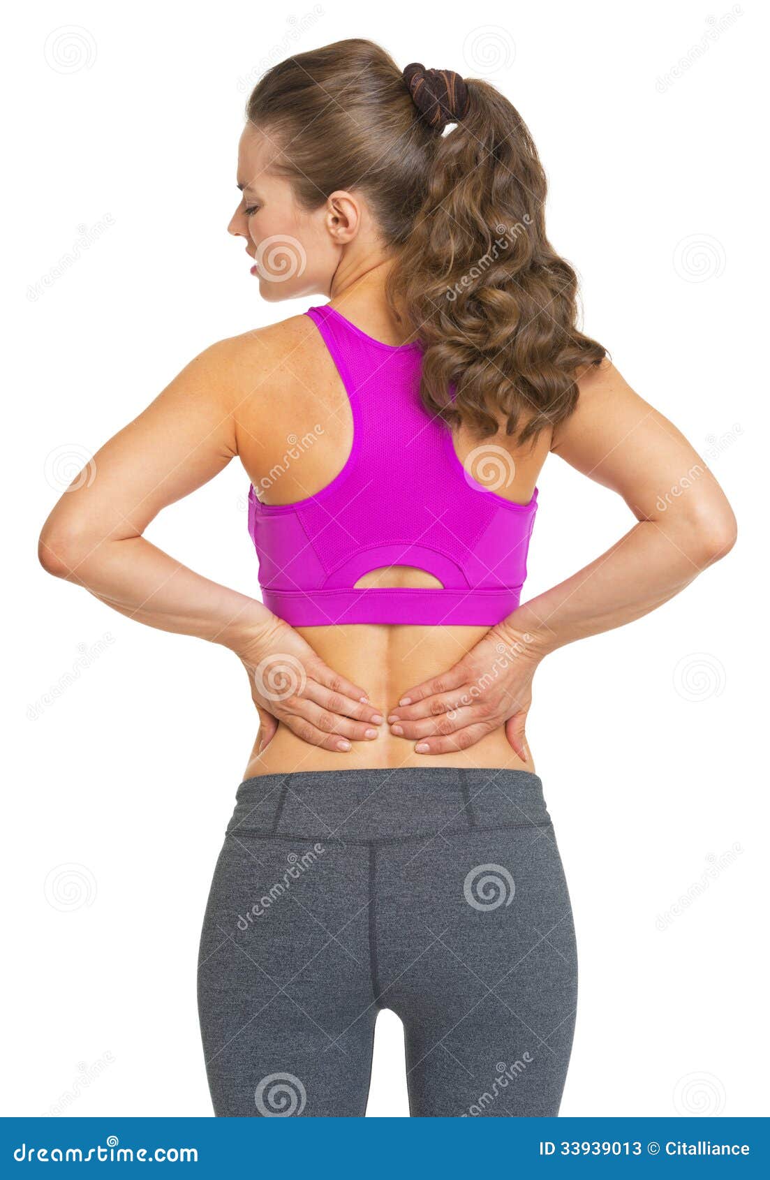 Female Athlete Having Backache Stock Image - Image of fitness, cramp ...