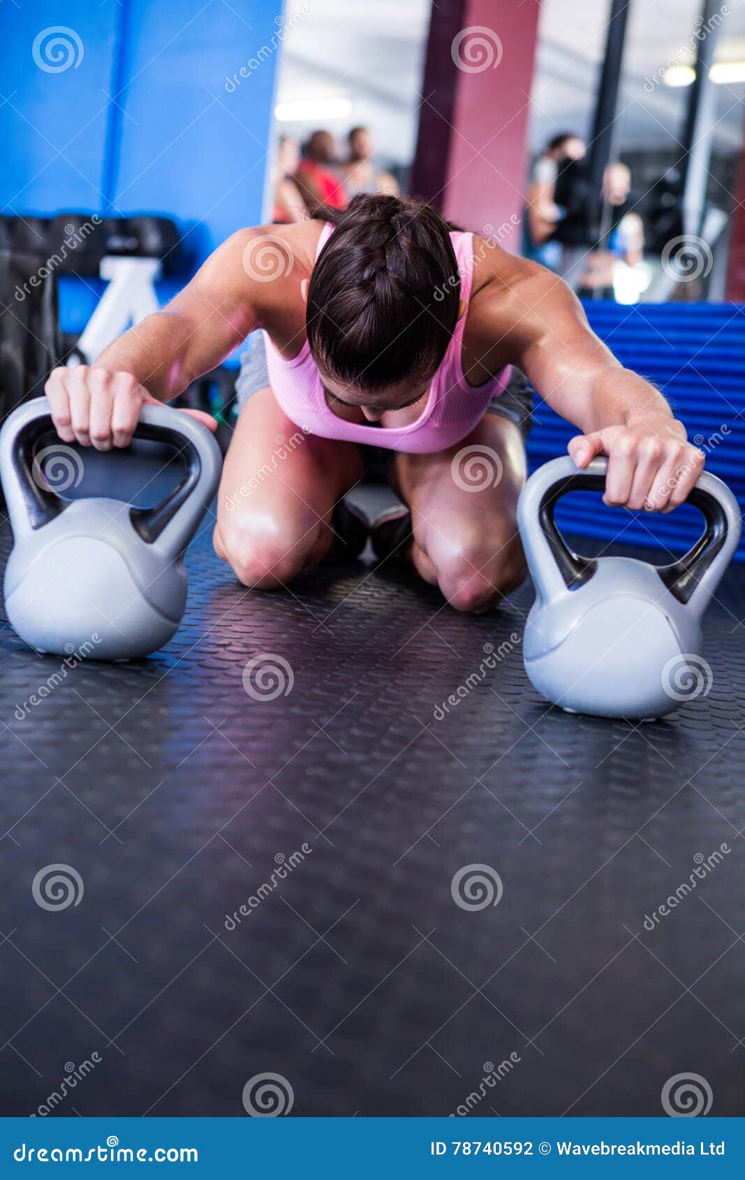 Female Athlete with Kettlebells in Gym Stock Photo - Image of holding ...