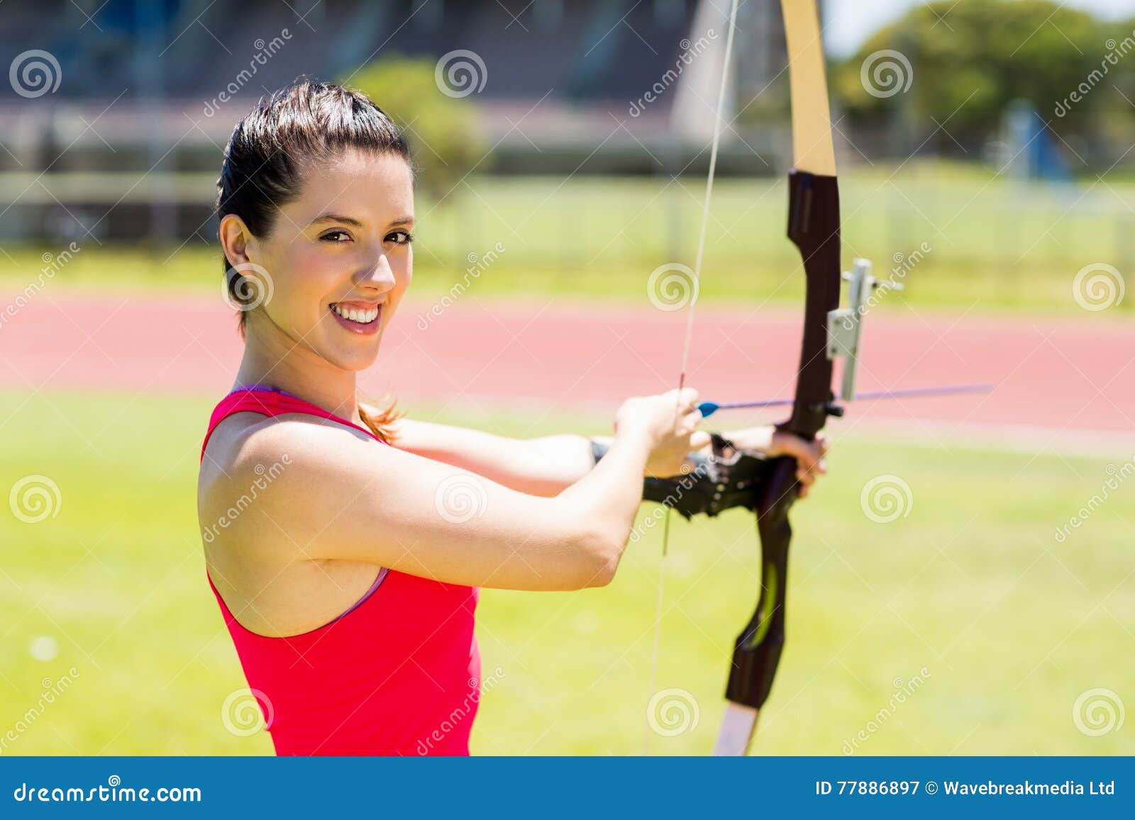 Female Athlete Practicing Archery Stock Image - Image of athleticism ...