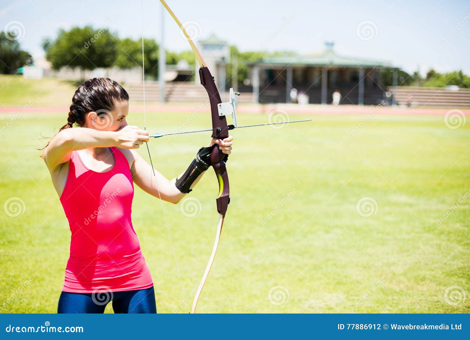 Female Athlete Practicing Archery Stock Photo - Image of olympic ...