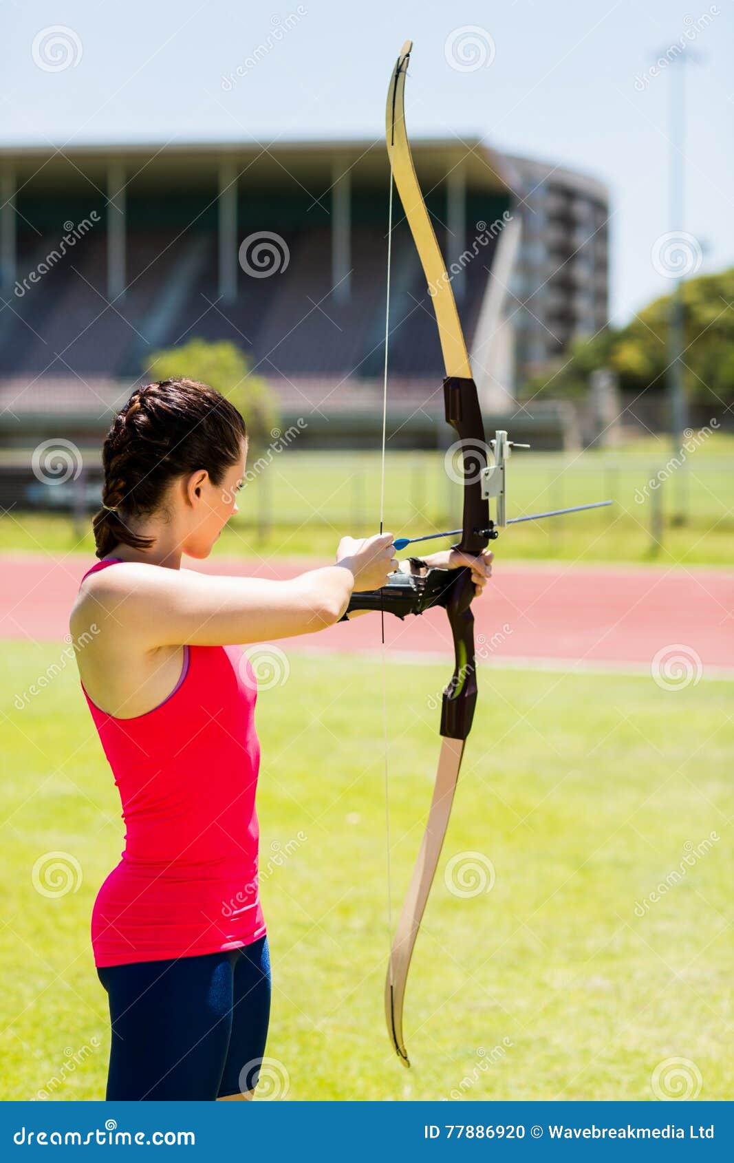 Female Athlete Practicing Archery Stock Photo - Image of competition ...