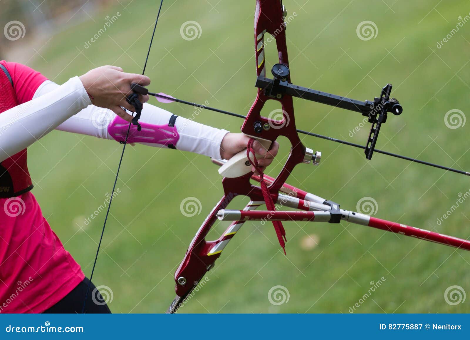 Female Athlete Practicing Archery in Stadium Stock Image - Image of ...