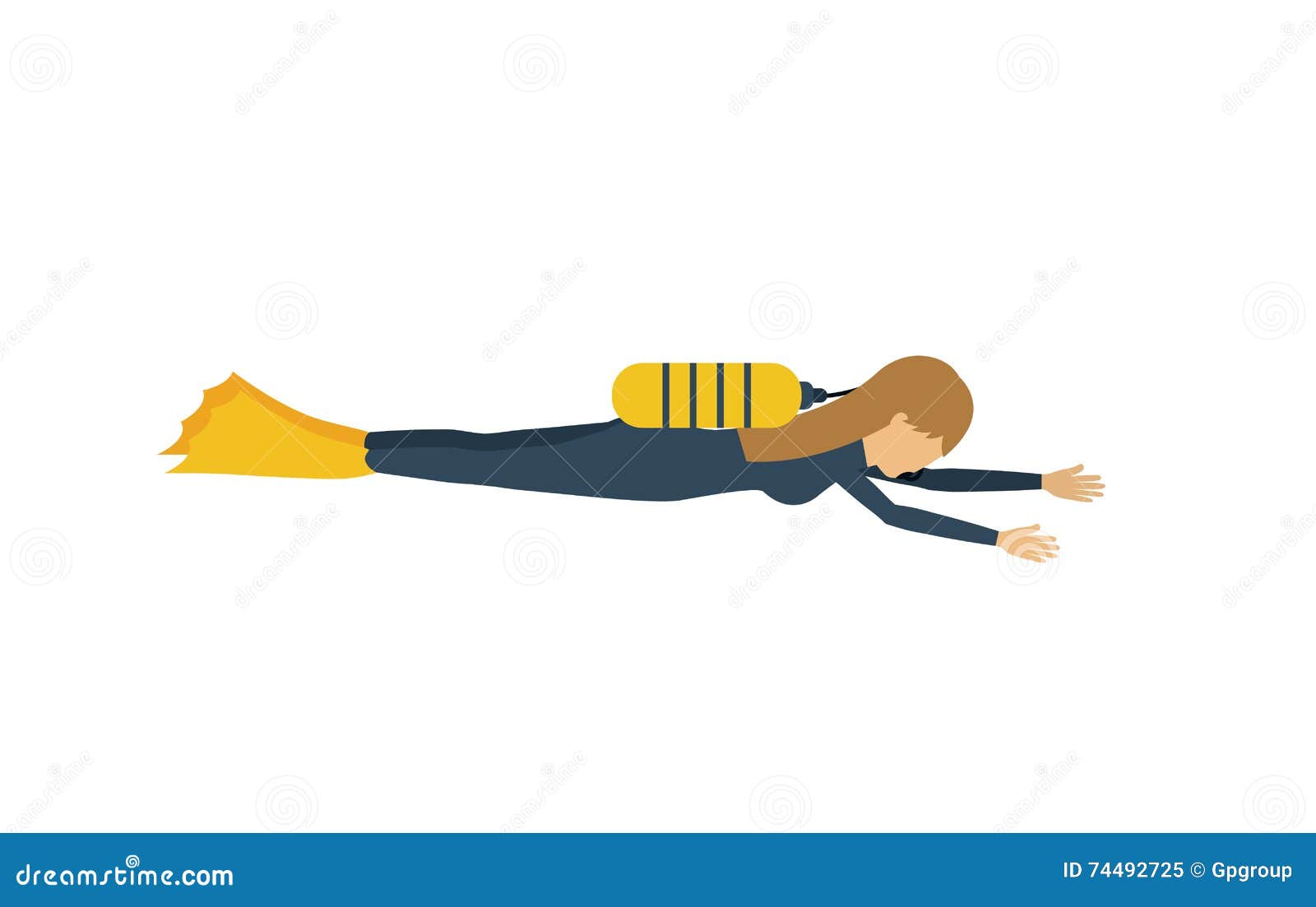 Female Athlete Practicing Diving Isolated Icon Design Stock Vector ...