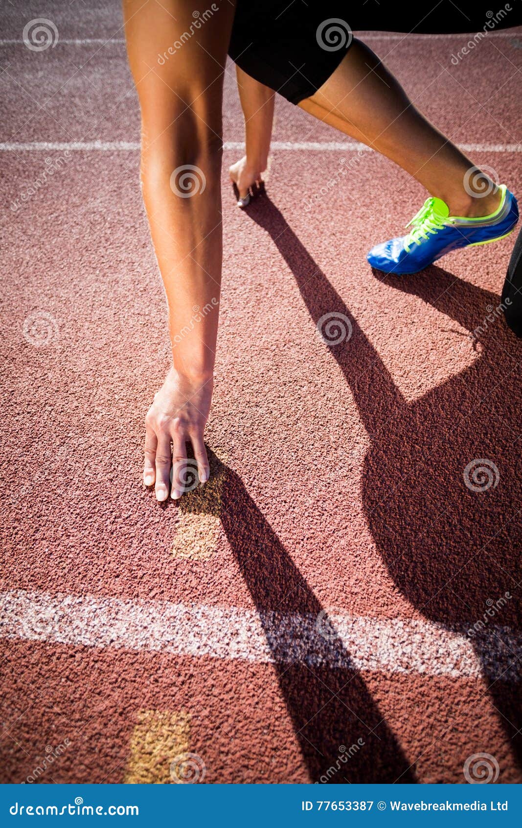 Female Athlete in Ready To Run Position Stock Image - Image of ...