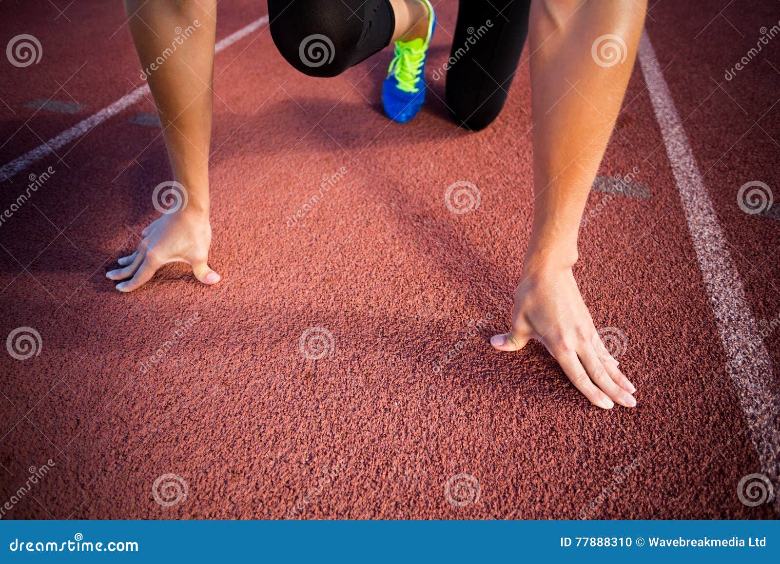 Female Athlete in Ready To Run Position Stock Photo - Image of ...