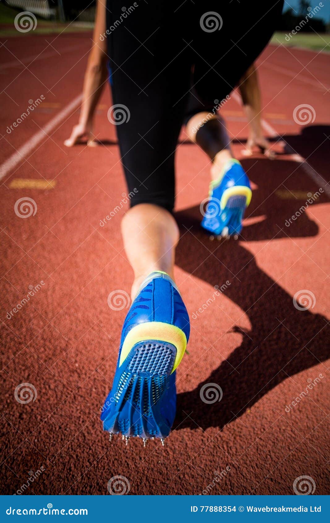 Female Athlete in Ready To Run Position Stock Photo - Image of power ...
