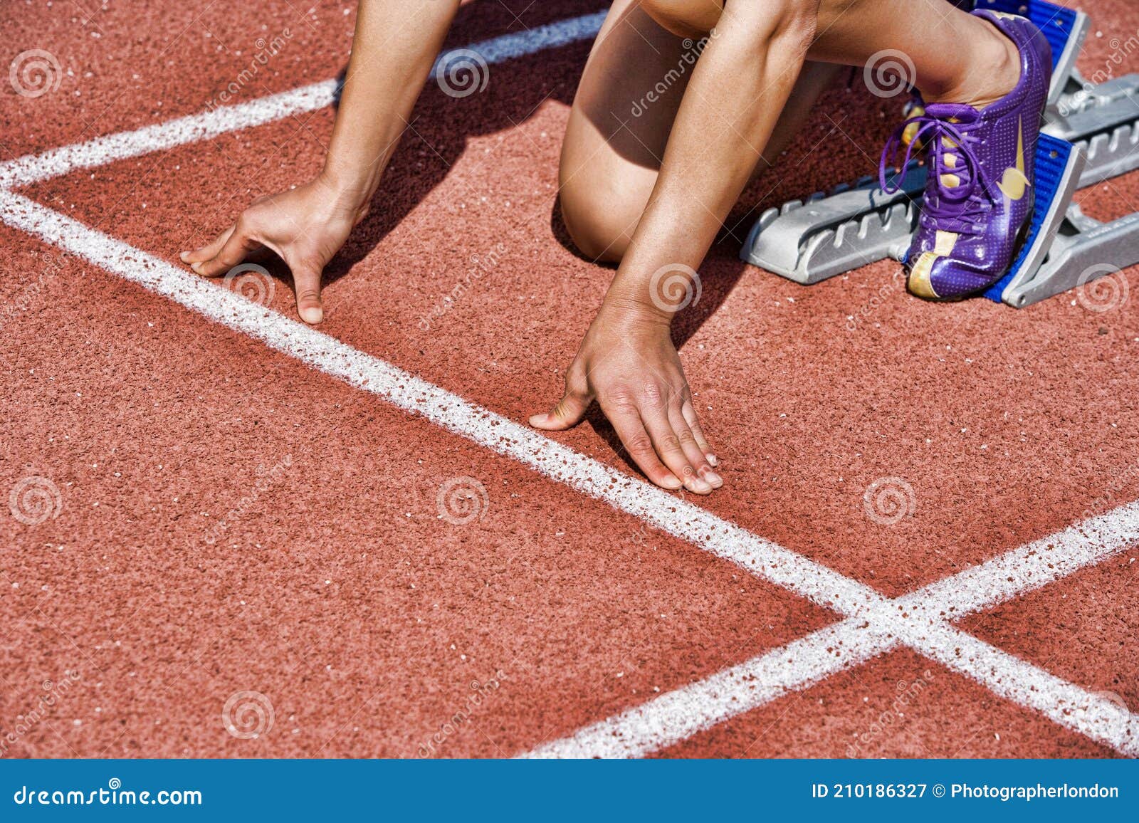 Female Athlete in Starting Block Stock Image - Image of muscular ...