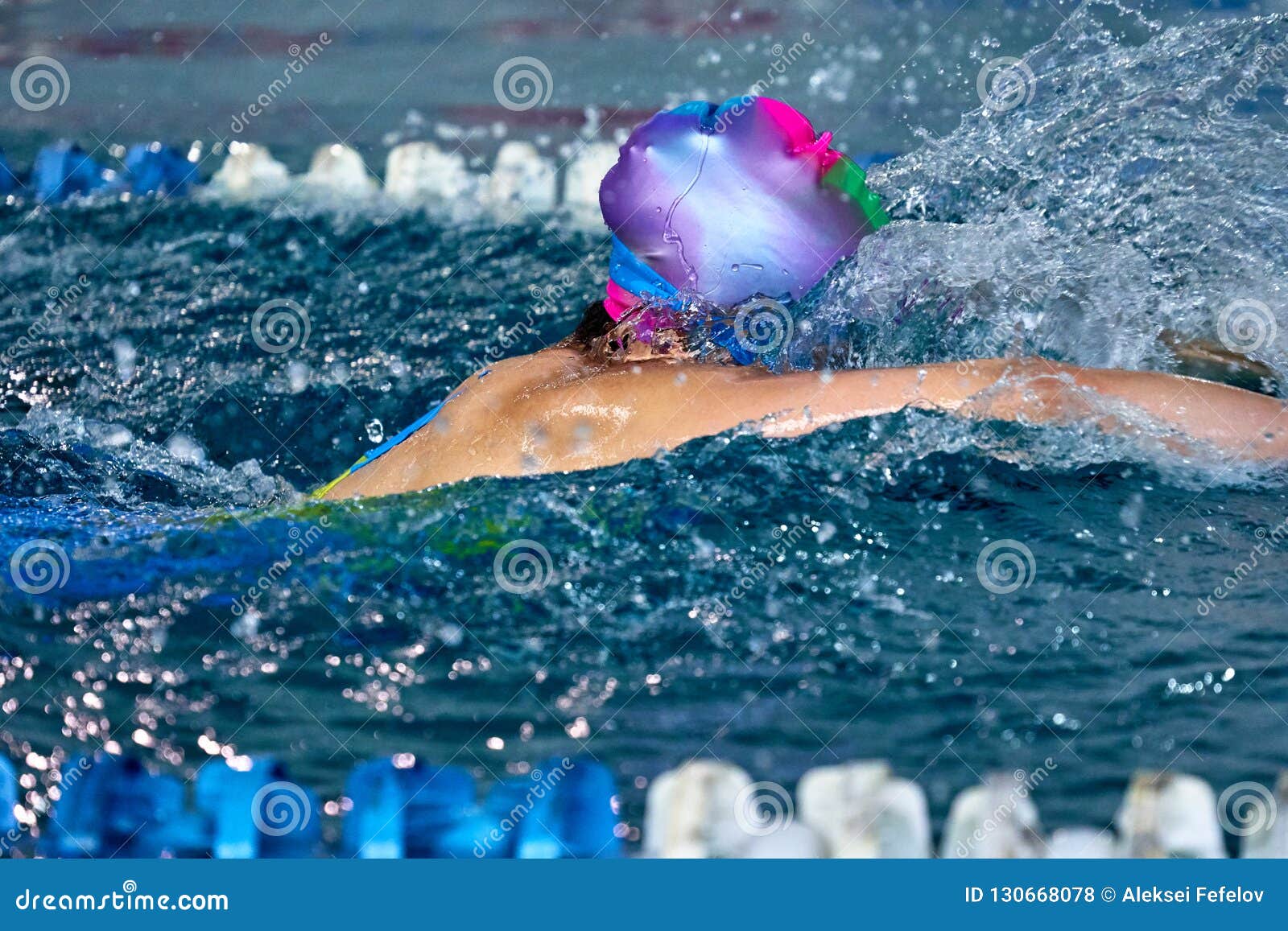 Female Athlete Swims with a Butterfly Style. Stock Photo - Image of ... Female Athlete Swims with a Butterfly Style. Stock Photo - Image of ...