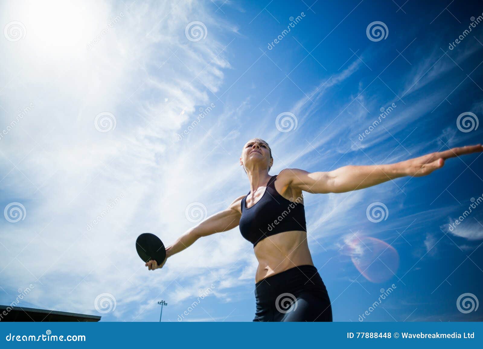 Female Athlete about To Throw a Discus Stock Photo - Image of efforts ...