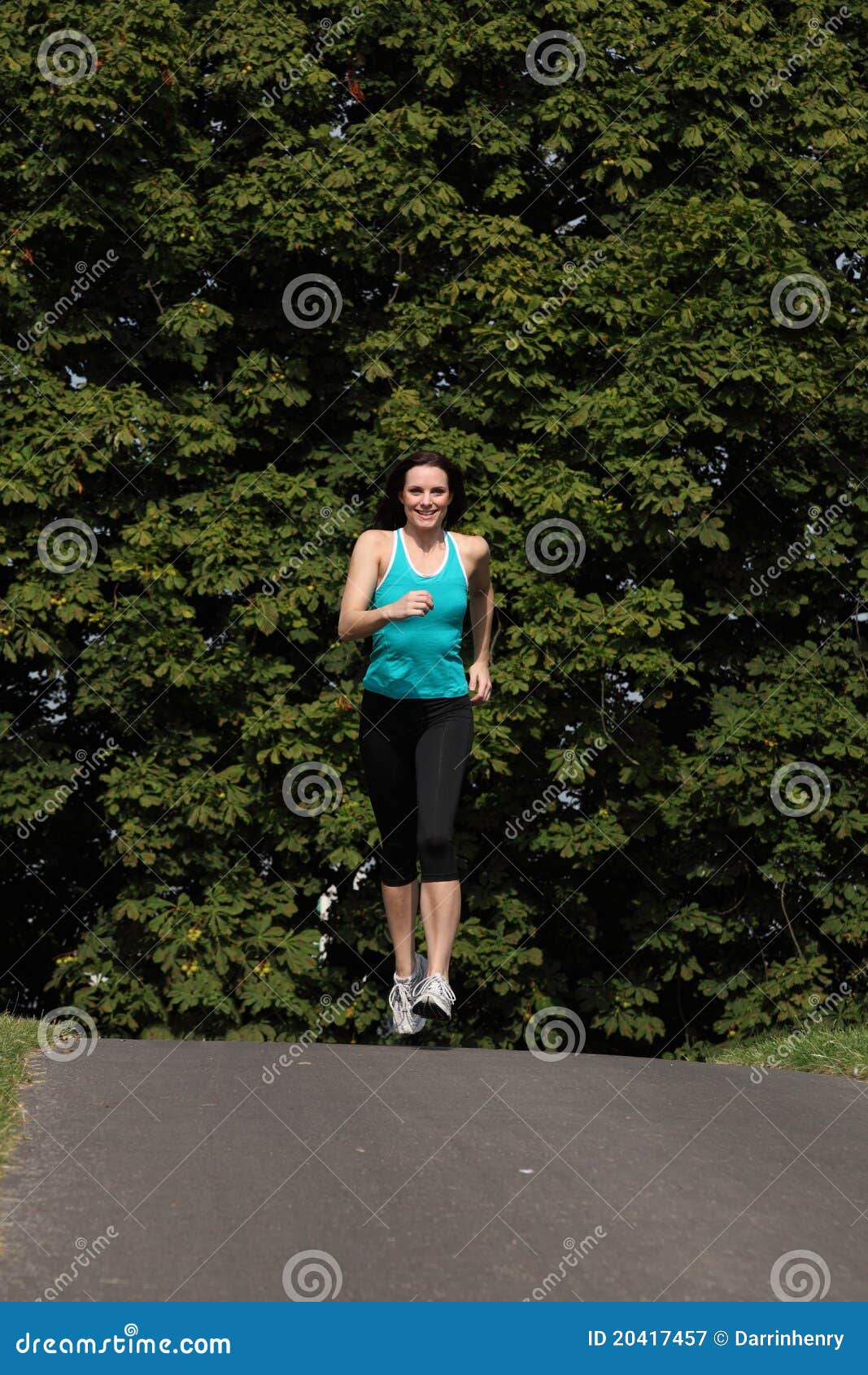 Female Athlete Training by Running through Trees Stock Image - Image of ...