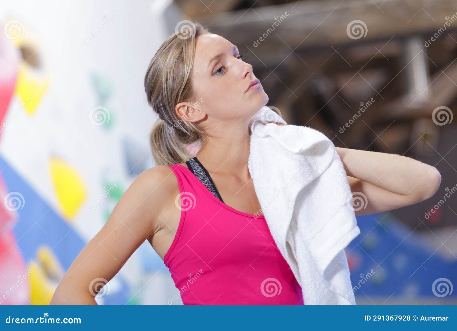 Female Athlete Using Towel after Training Stock Photo - Image of ...
