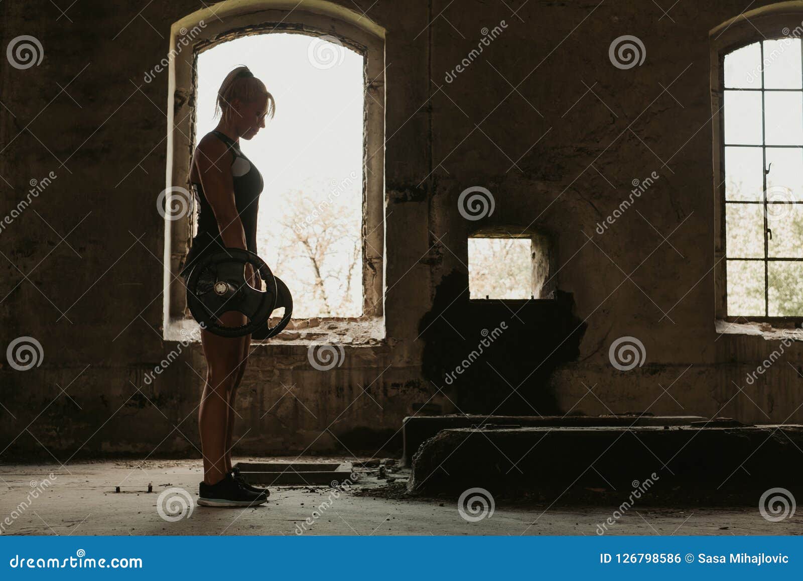 Female Athlete Workout Back by Doing Deadlift Stock Photo - Image of ...