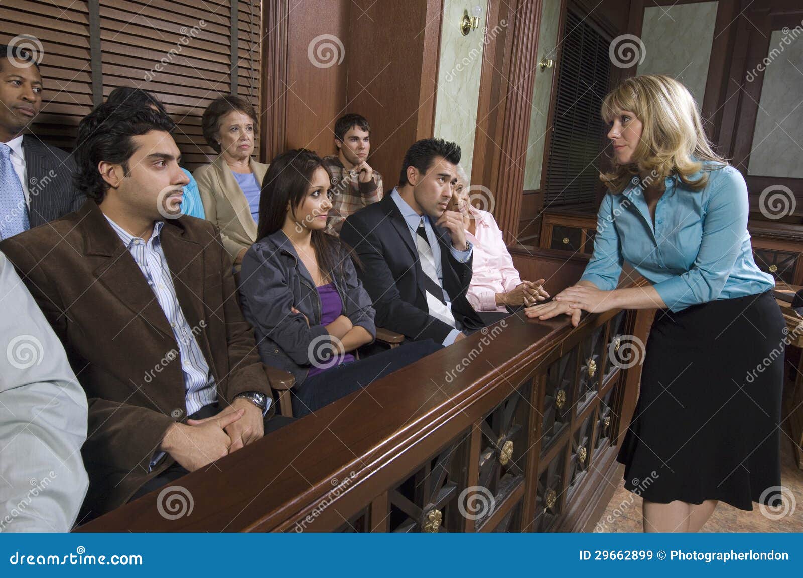 Female Attorney Addressing Jury Stock Image - Image of boomer, decision ...