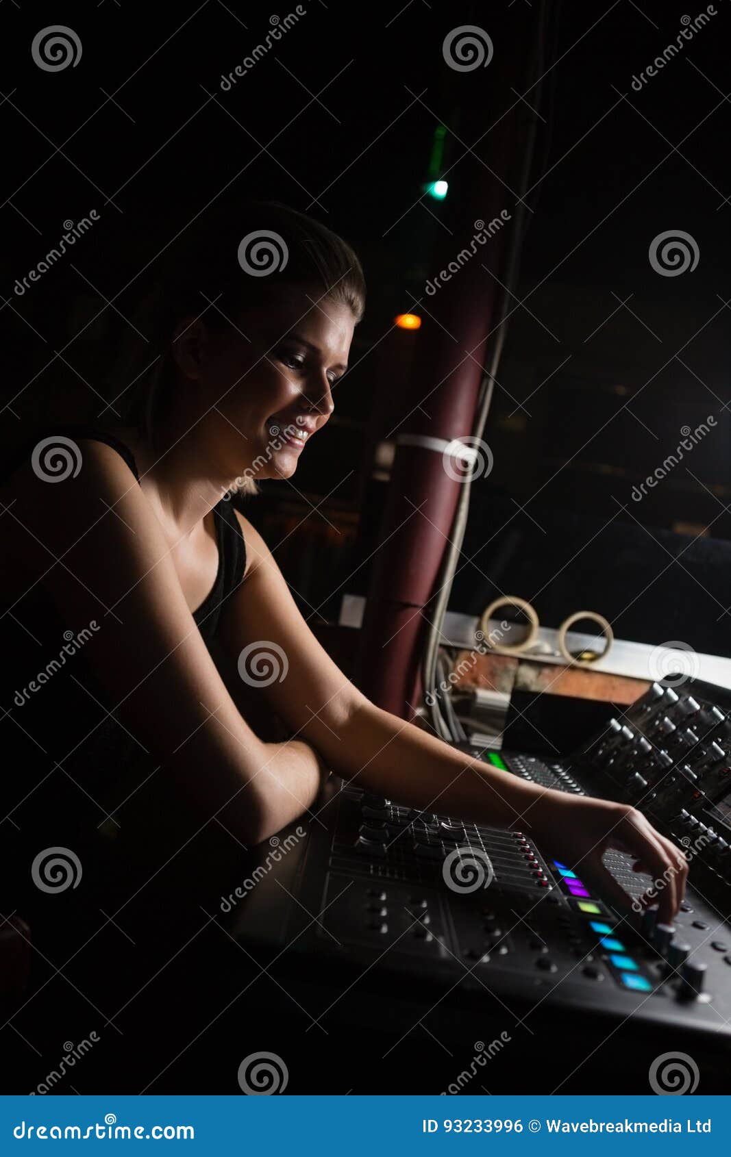 Female Audio Engineer Using Sound Mixer Stock Photo - Image of ...